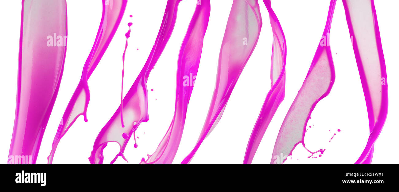 pink paint splashes isolated on a white background Stock Photo - Alamy