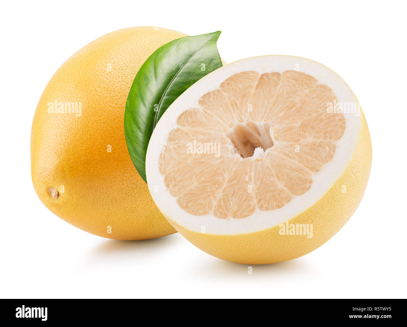 pomelo with half of pomelo isolated on a white background Stock Photo ...