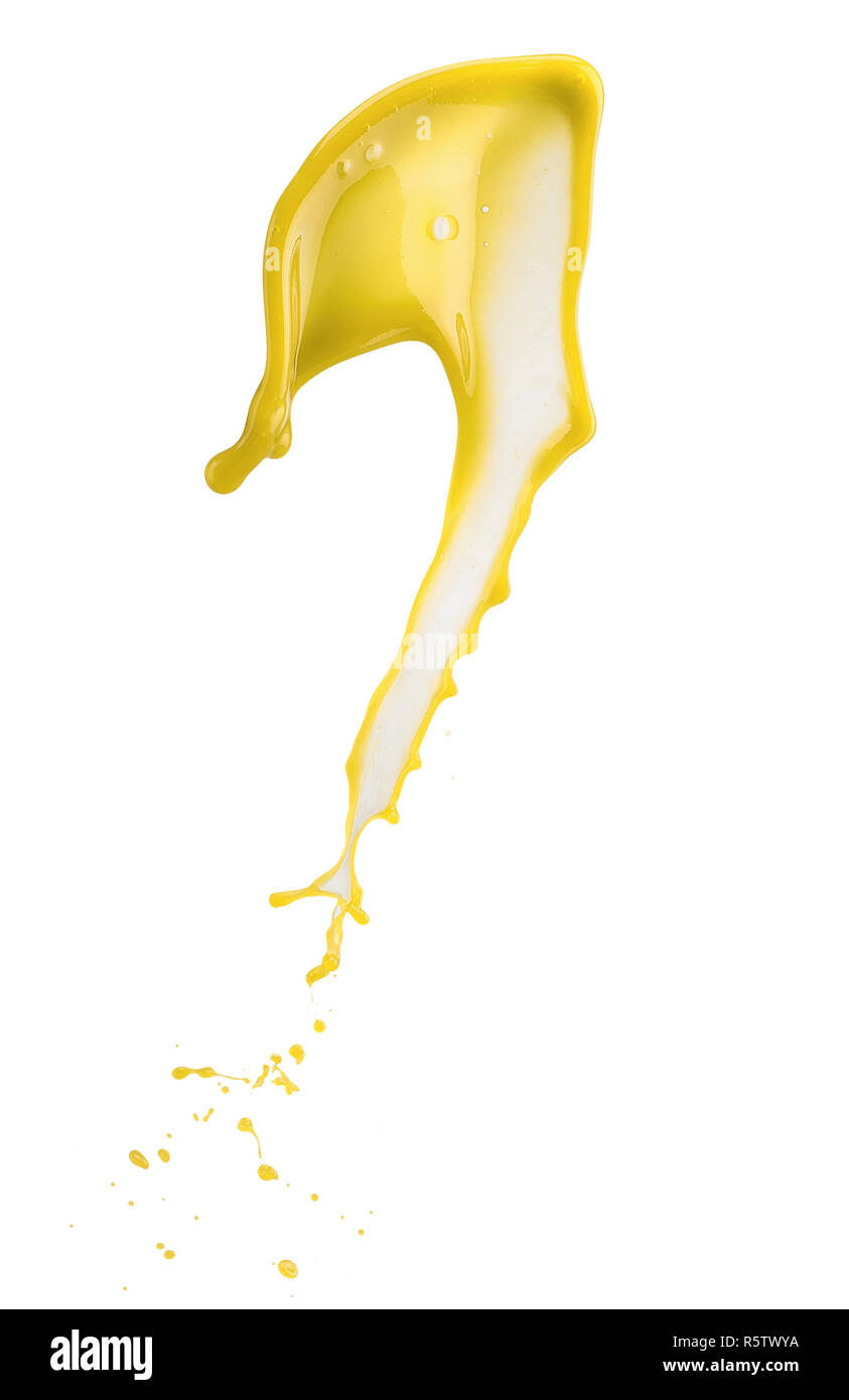 yellow paint splash isolated on a white background Stock Photo - Alamy