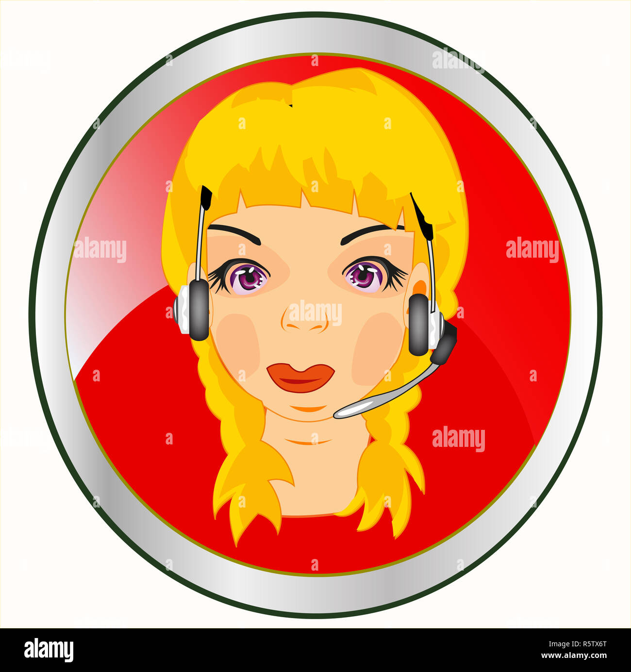 Button with girl by operator Stock Photo - Alamy