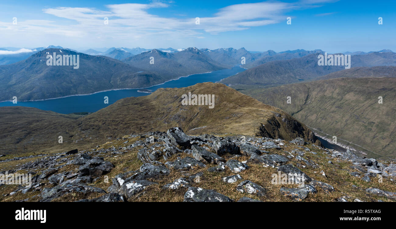 Loch Quoich and surrounding mountains from Gleouraich Stock Photo - Alamy