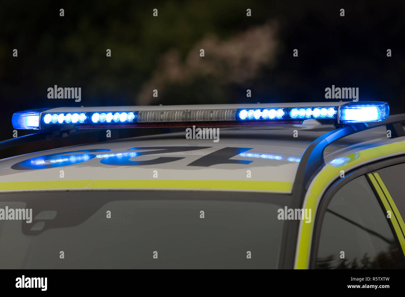 Swedish Police Car Lights Stock Photo - Alamy
