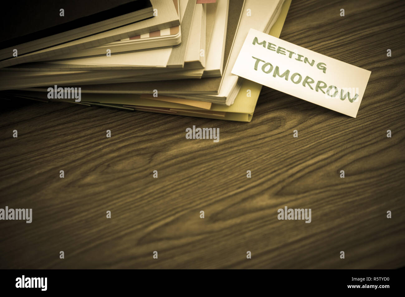 Meeting Tomorrow The Pile of Business Documents on the Desk Stock Photo ...