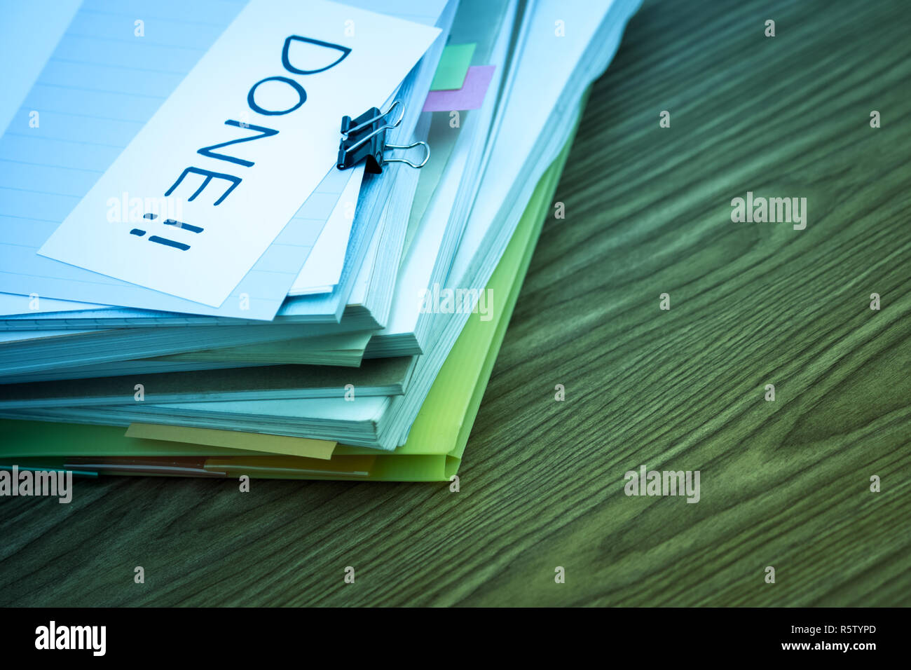 Done The Pile of Business Documents on the Desk Stock Photo - Alamy