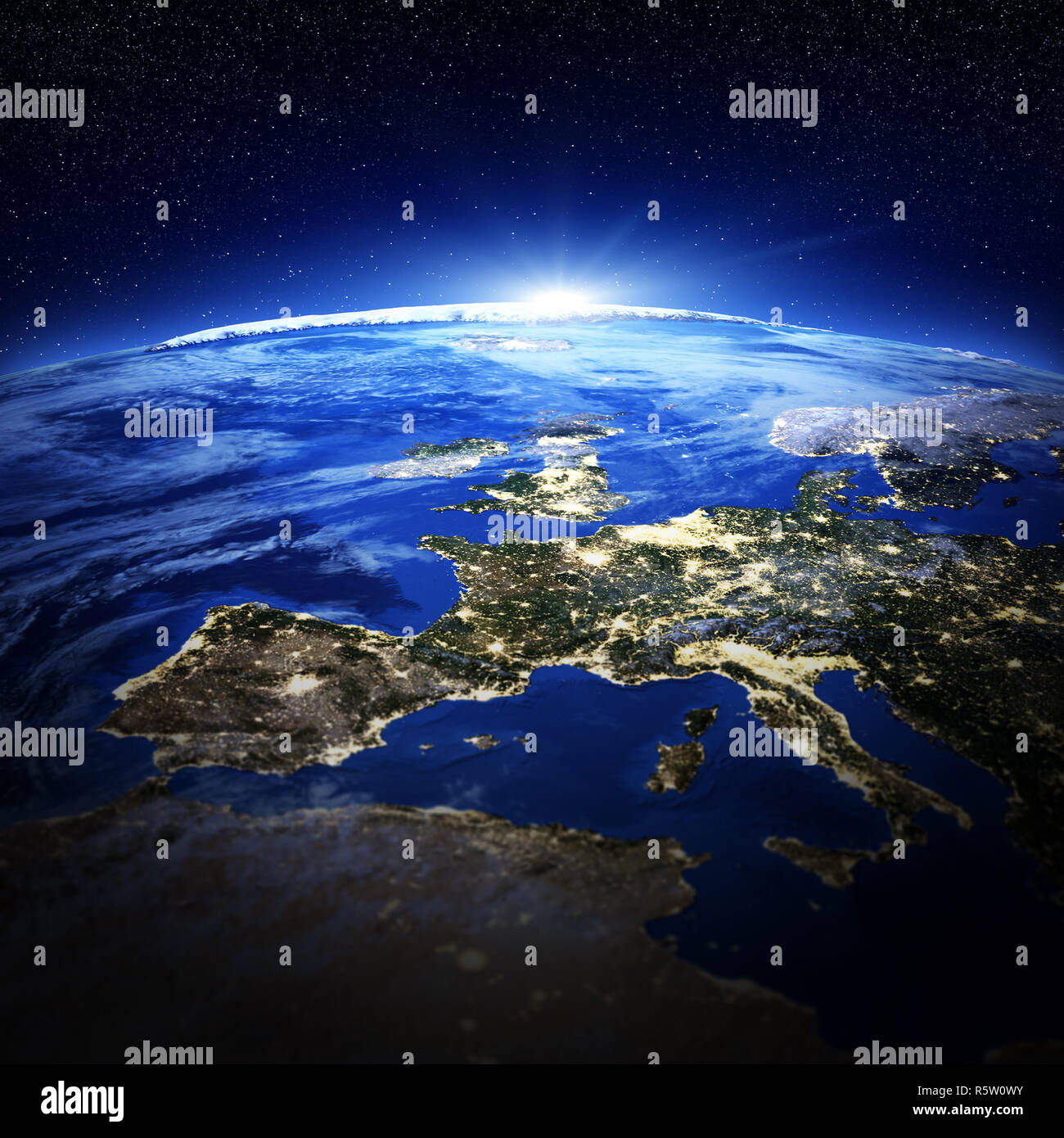 Europe city lights 3d rendering Stock Photo - Alamy