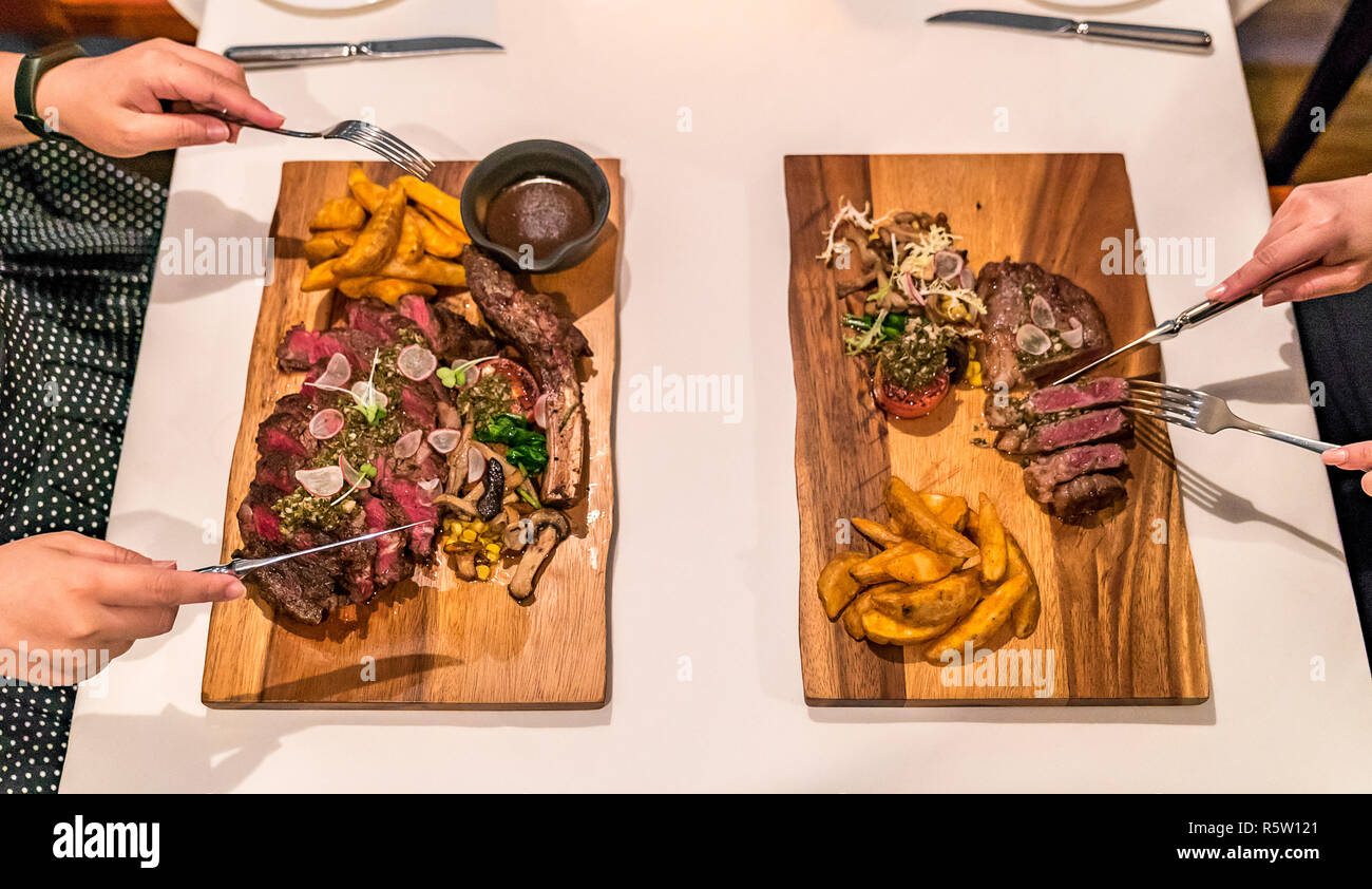 Beef Steak Top View Stock Photo - Alamy