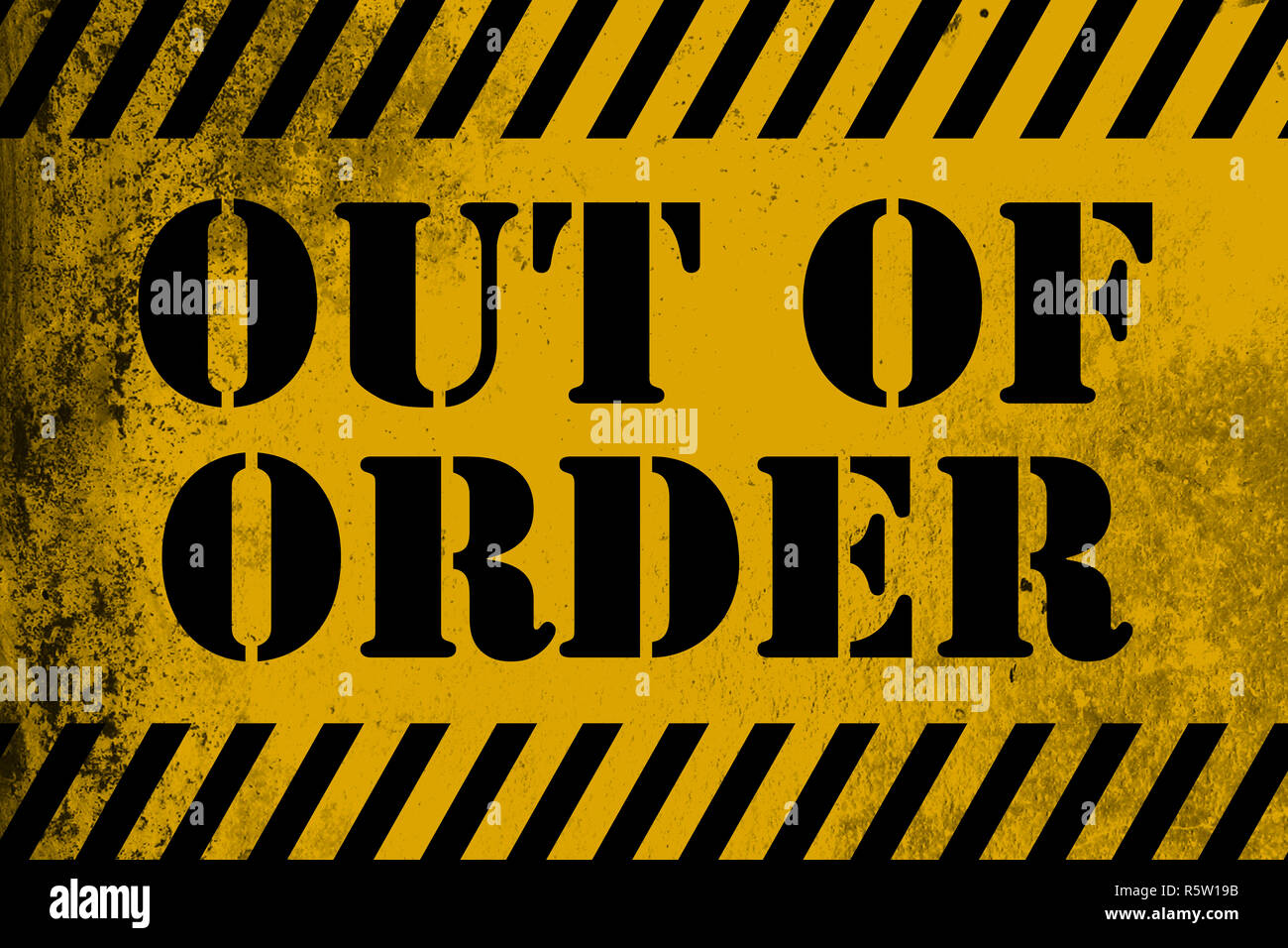 Out of order sign yellow with stripes Stock Photo - Alamy