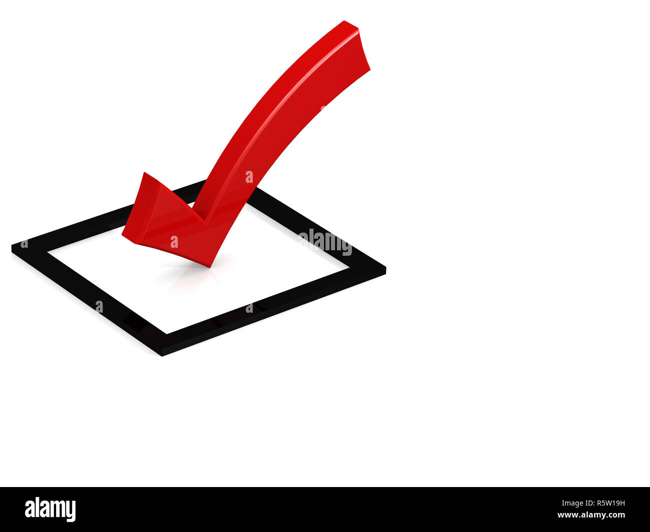 Red tick in the black square box Stock Photo - Alamy