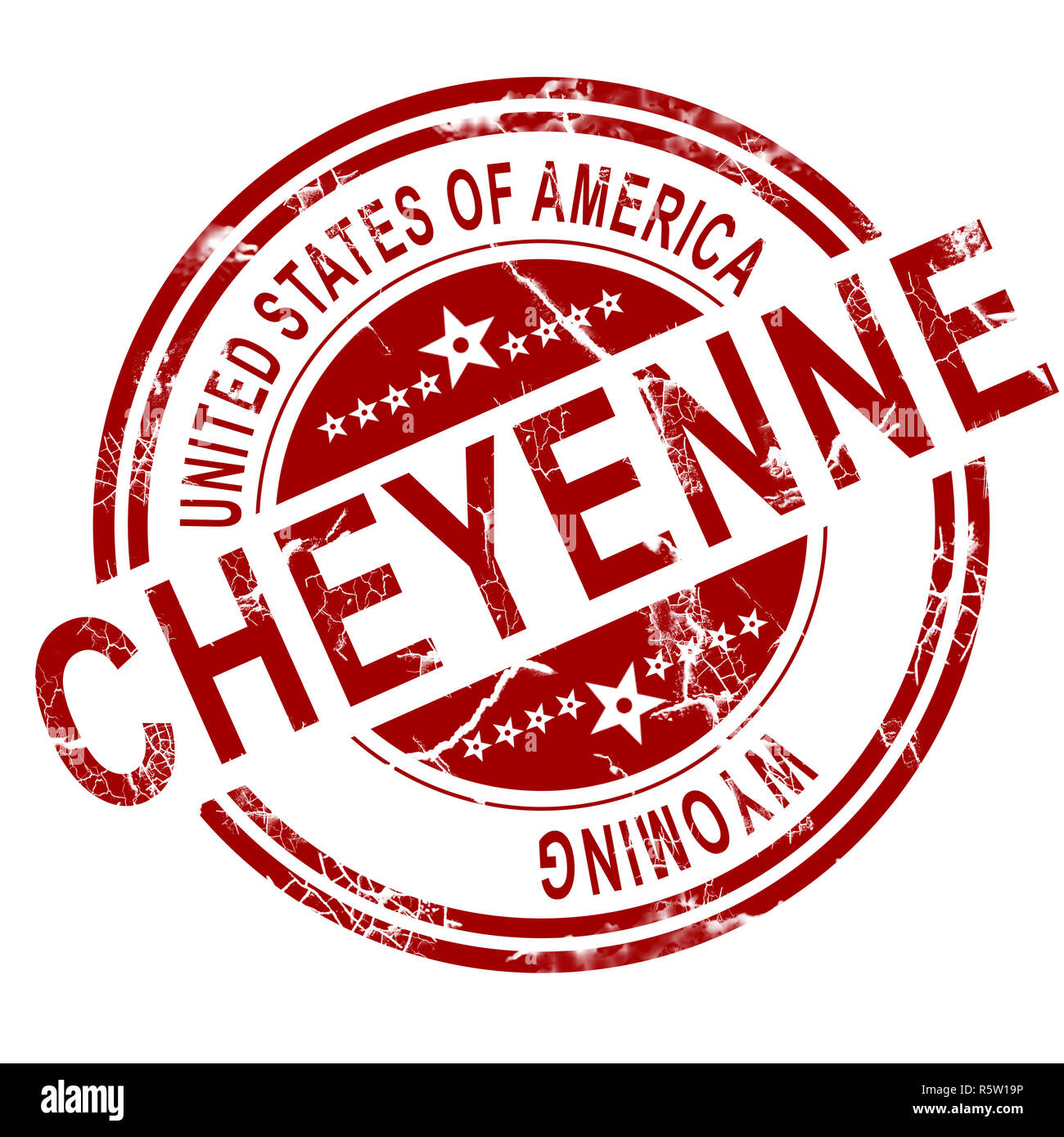 Cheyenne Wyoming stamp with white background Stock Photo - Alamy