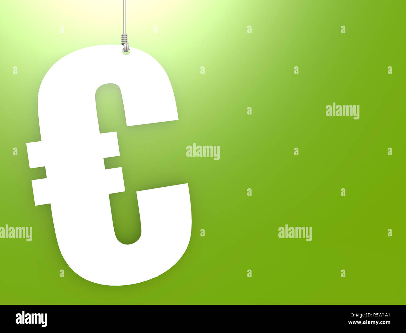 Euro sign hang with green background Stock Photo - Alamy