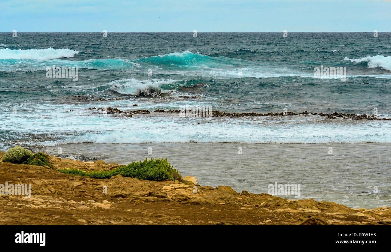 The sharp rocks on the Australian coast of the Pacific ocean Stock ...