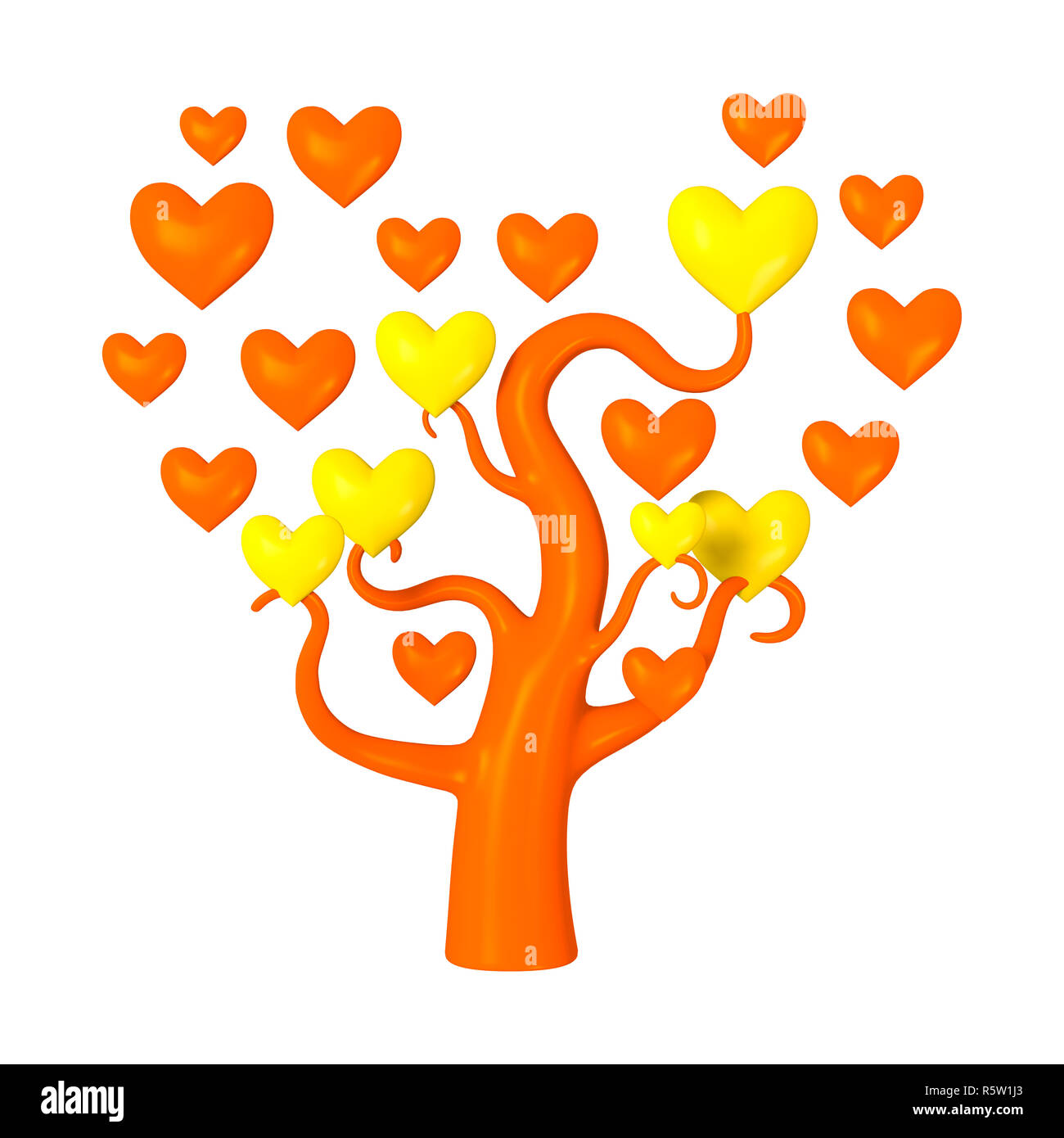 3D Rendering Heart Tree on White Stock Photo - Alamy