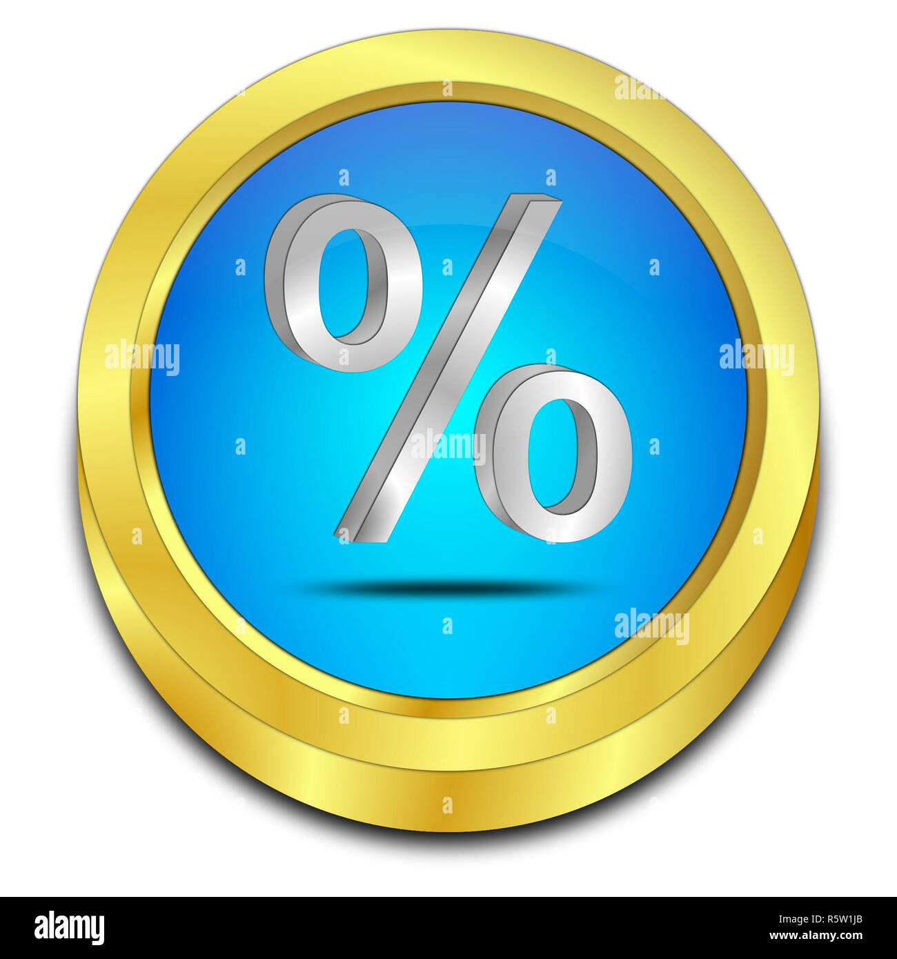 golden glossy blue discount button - 3D illustration Stock Photo - Alamy