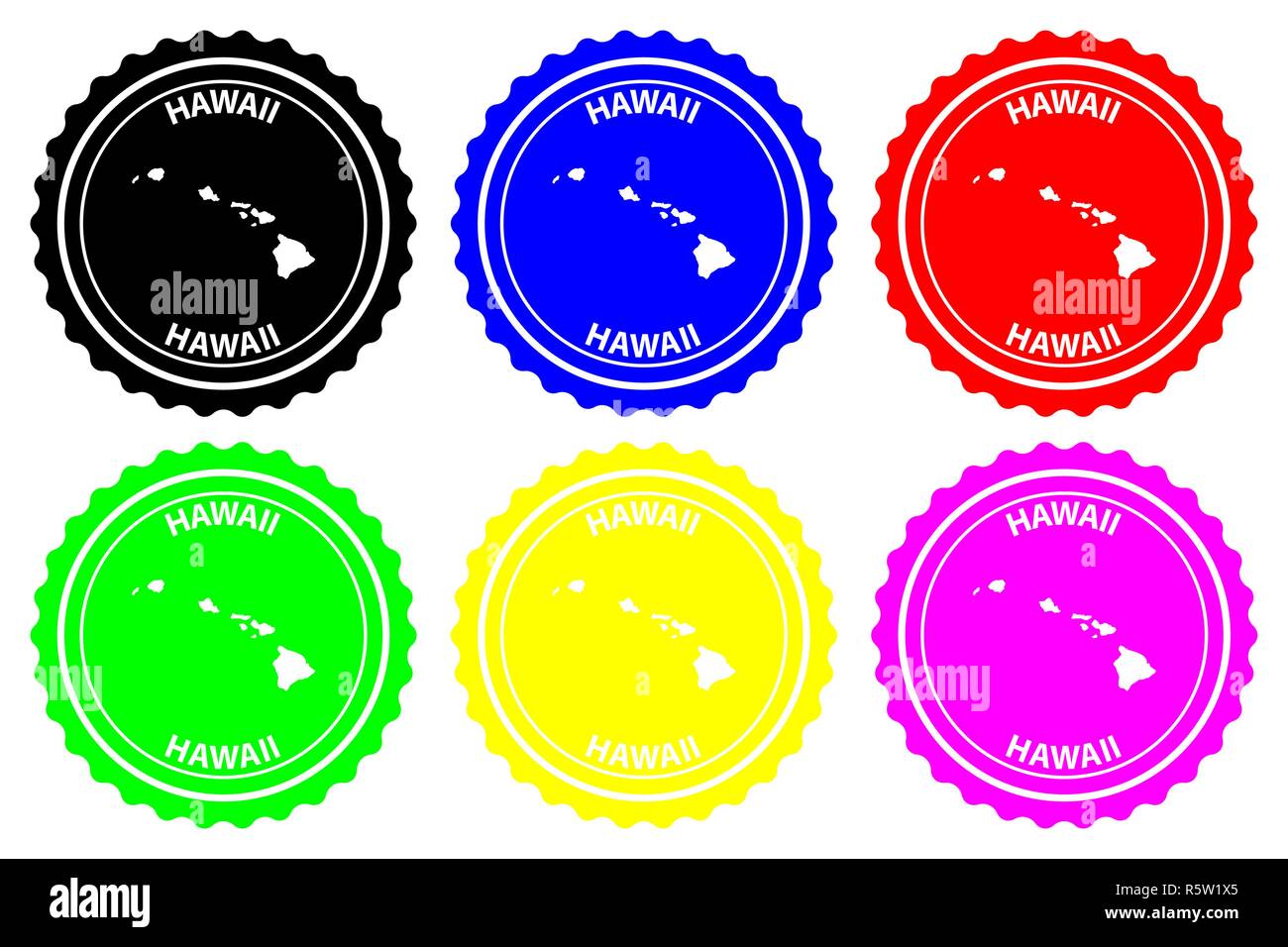 Hawaii - rubber stamp - vector, Hawaii map pattern - sticker - black ...