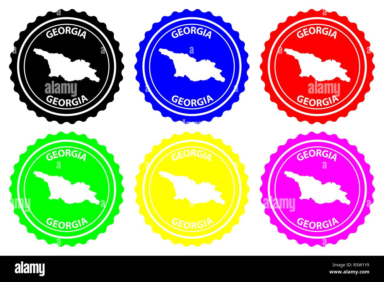 Georgia - rubber stamp - vector, Georgia map pattern - sticker - black ...