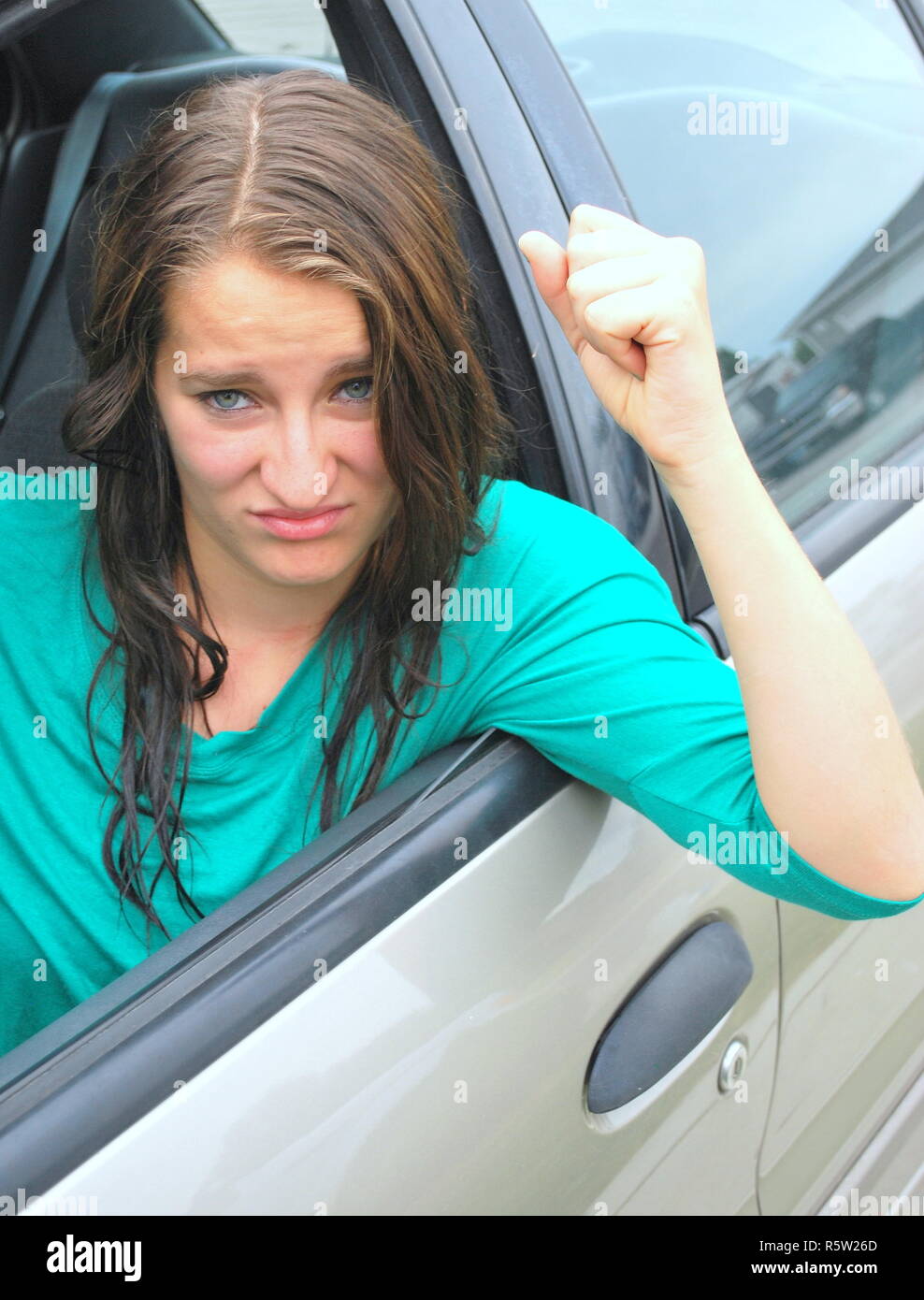 Female new car driver Stock Photo - Alamy