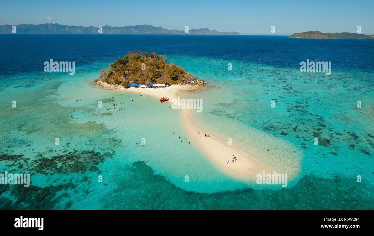 Aerial view of tropical beach on the Bulog Dos Island, Philippines ...
