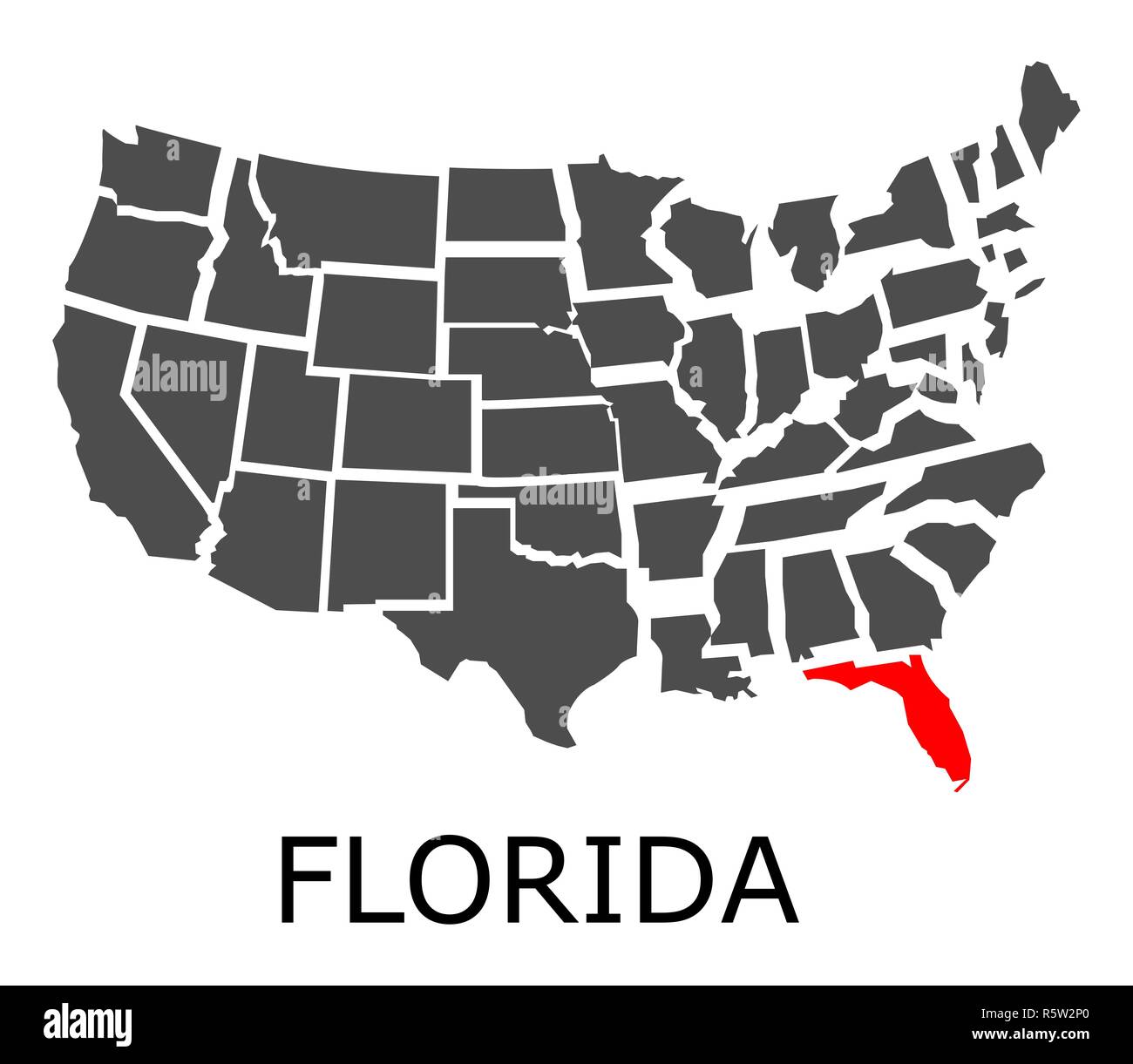 State of Florida on map of USA Stock Photo - Alamy