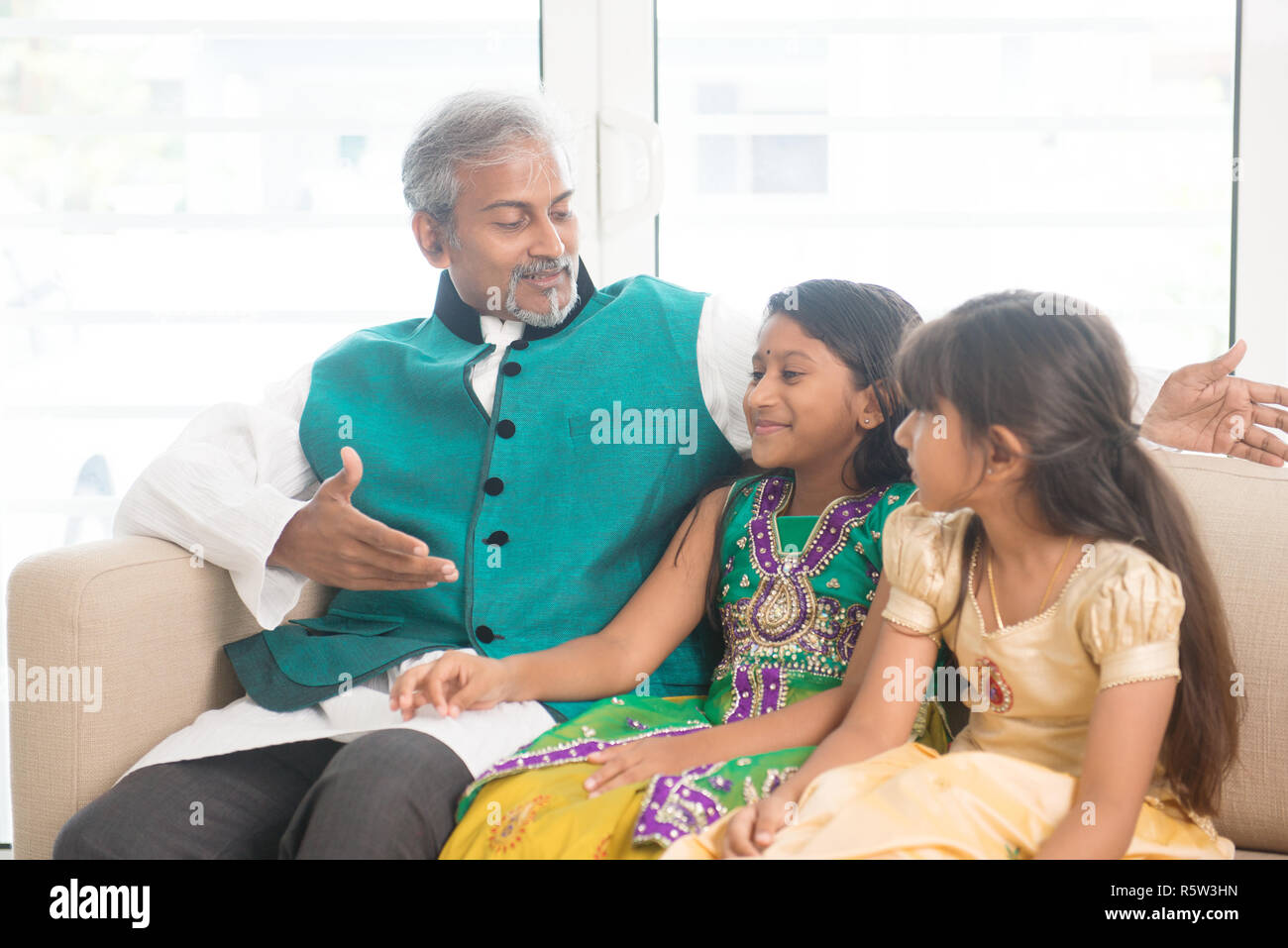 Happy Indian parent and children Stock Photo - Alamy
