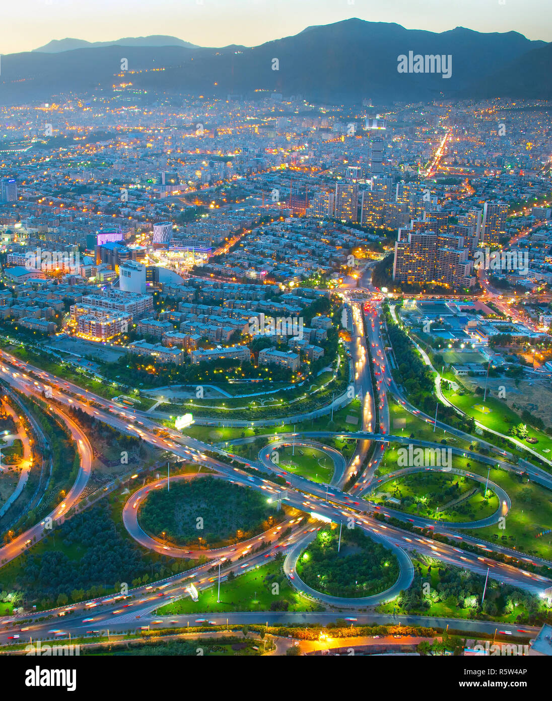 Tehran aerial view twilight, Iran Stock Photo - Alamy