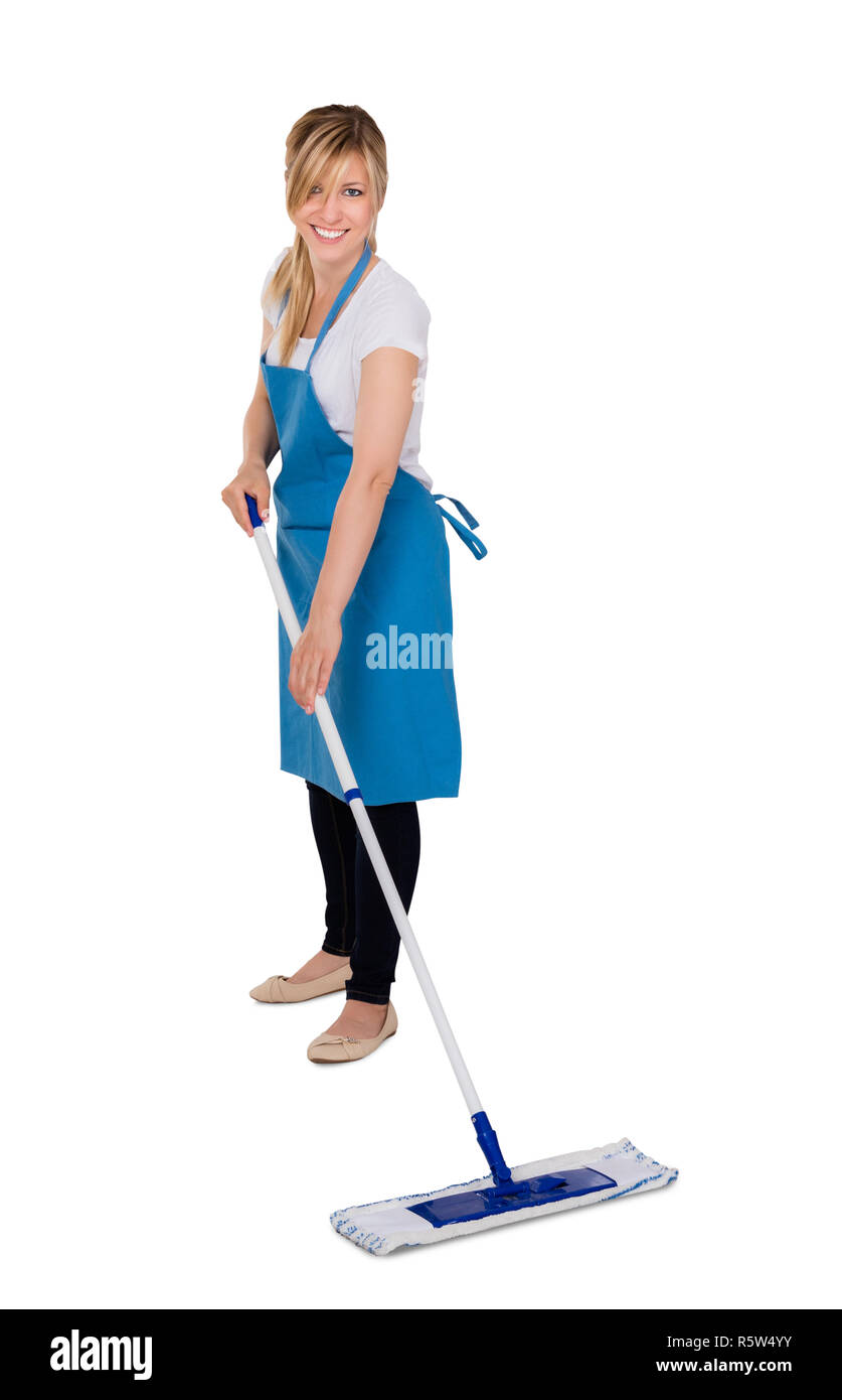 Woman mopping floor Cut Out Stock Images & Pictures - Alamy