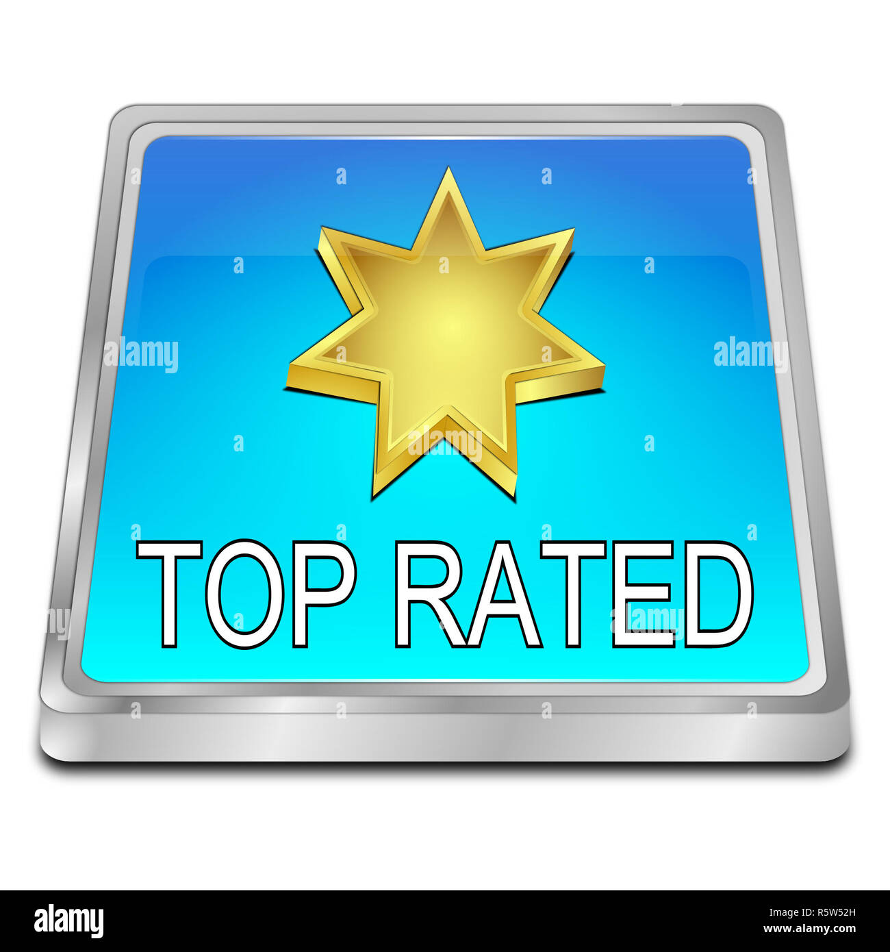 glossy blue Top Rated Button - 3D illustration Stock Photo - Alamy