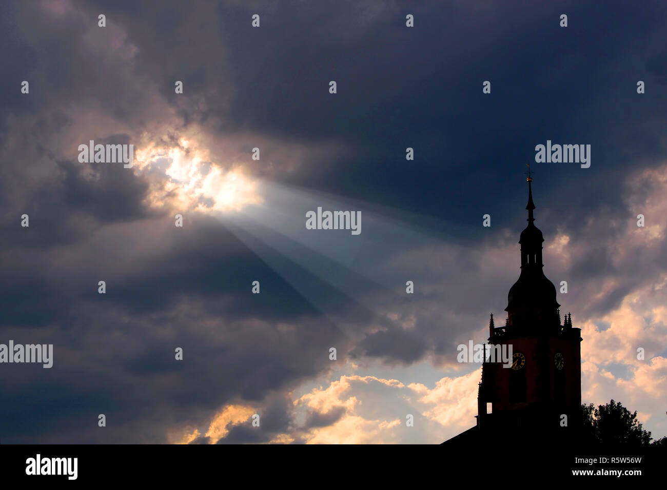 beam of light on church tower Stock Photo - Alamy