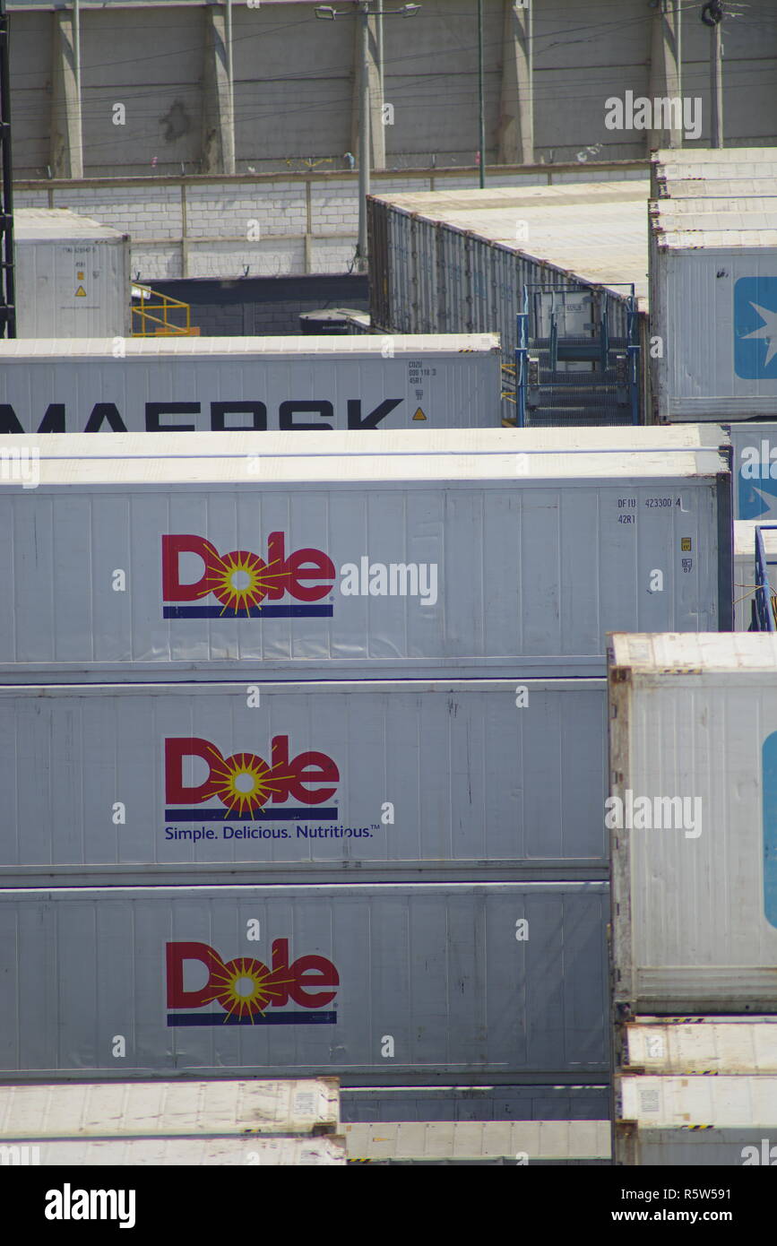 Dole shipping containers in Santa Marta, Colombia, South America Stock ...