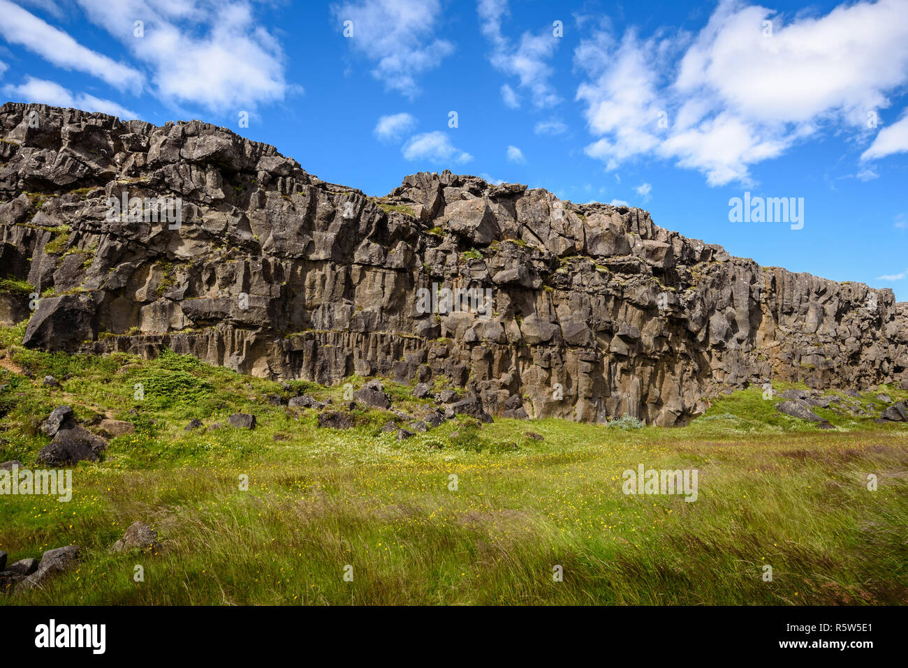 Cliff of lava rock, Thingvellir National Park, Iceland Stock Photo - Alamy