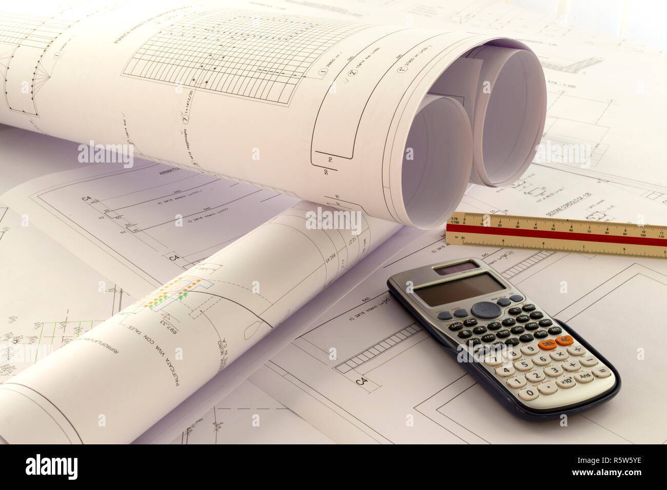 An office desk with the project papers Stock Photo - Alamy