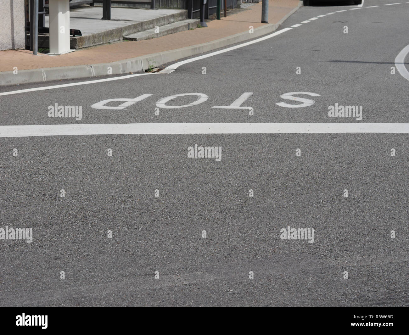 stop sign on road Stock Photo - Alamy