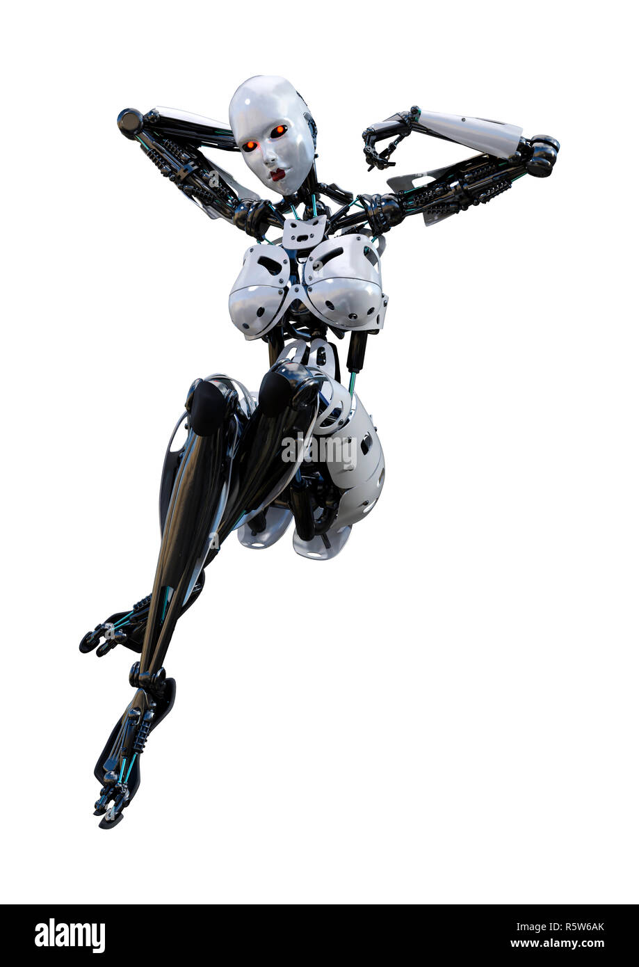 3D Rendering Female Robot on White Stock Photo - Alamy