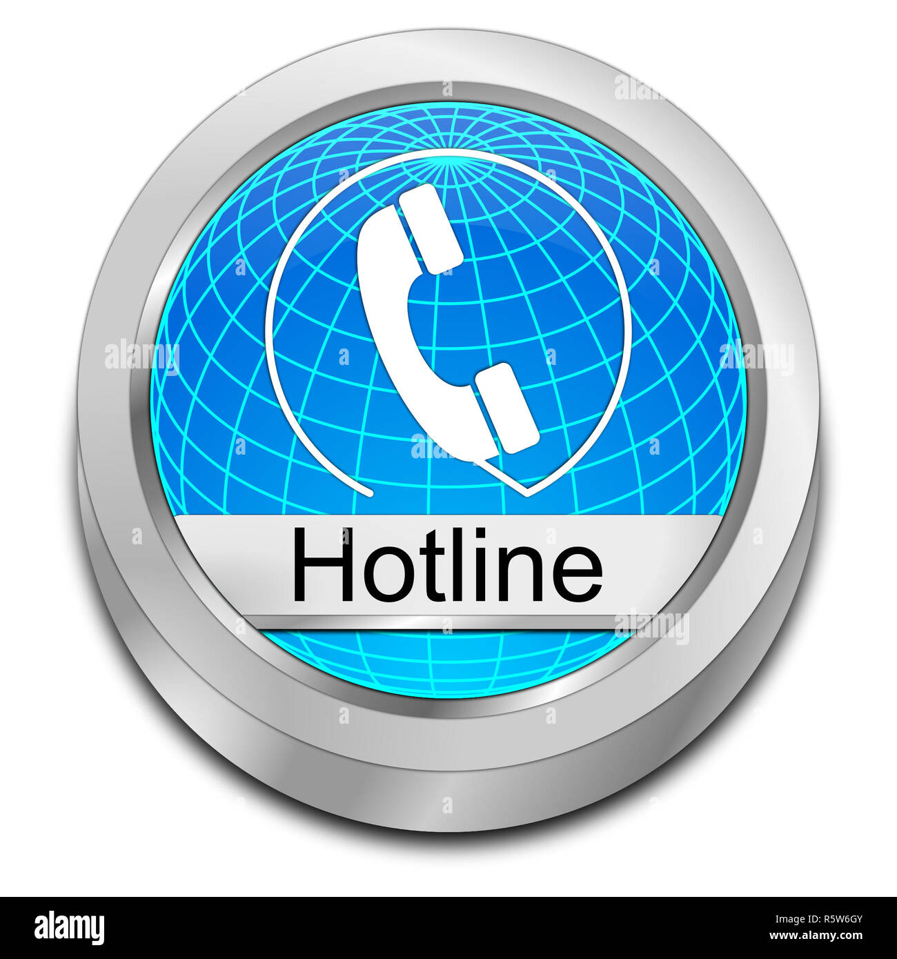 glossy blue Hotline Button - 3D illustration Stock Photo - Alamy