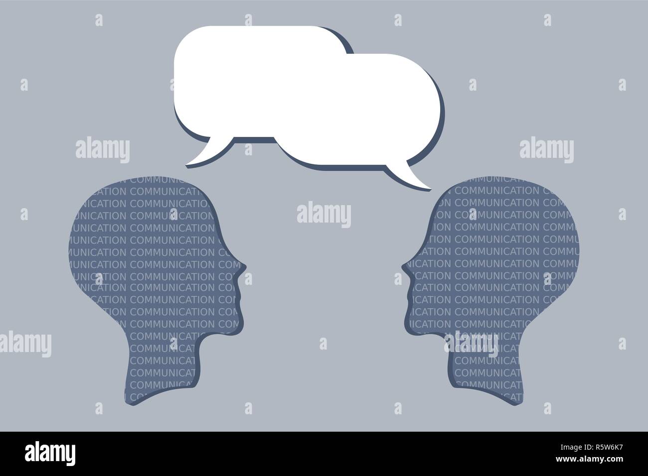 Interpersonal communication. Two people communicate through speech ...