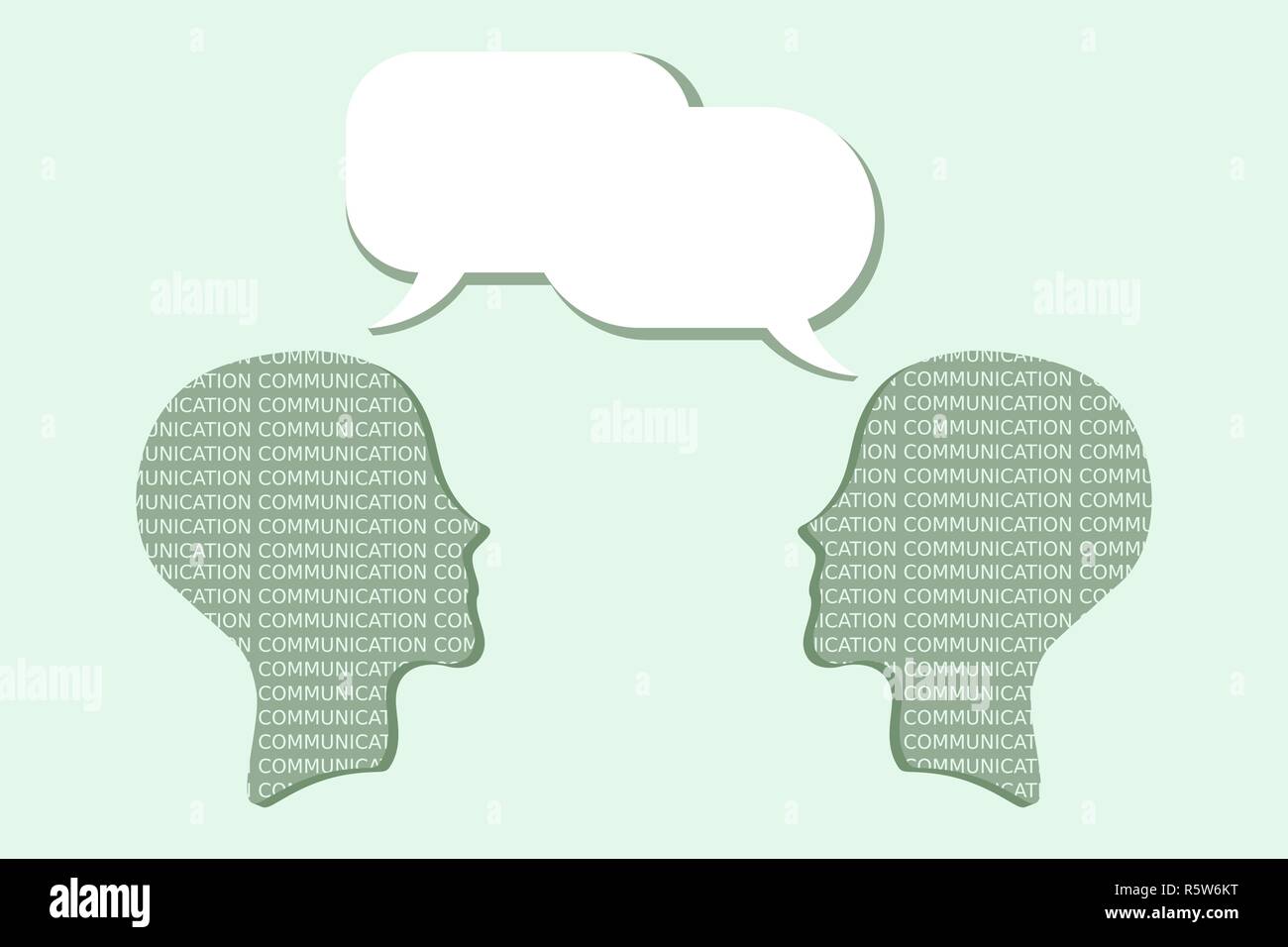 Interpersonal communication. Two people communicate through speech ...