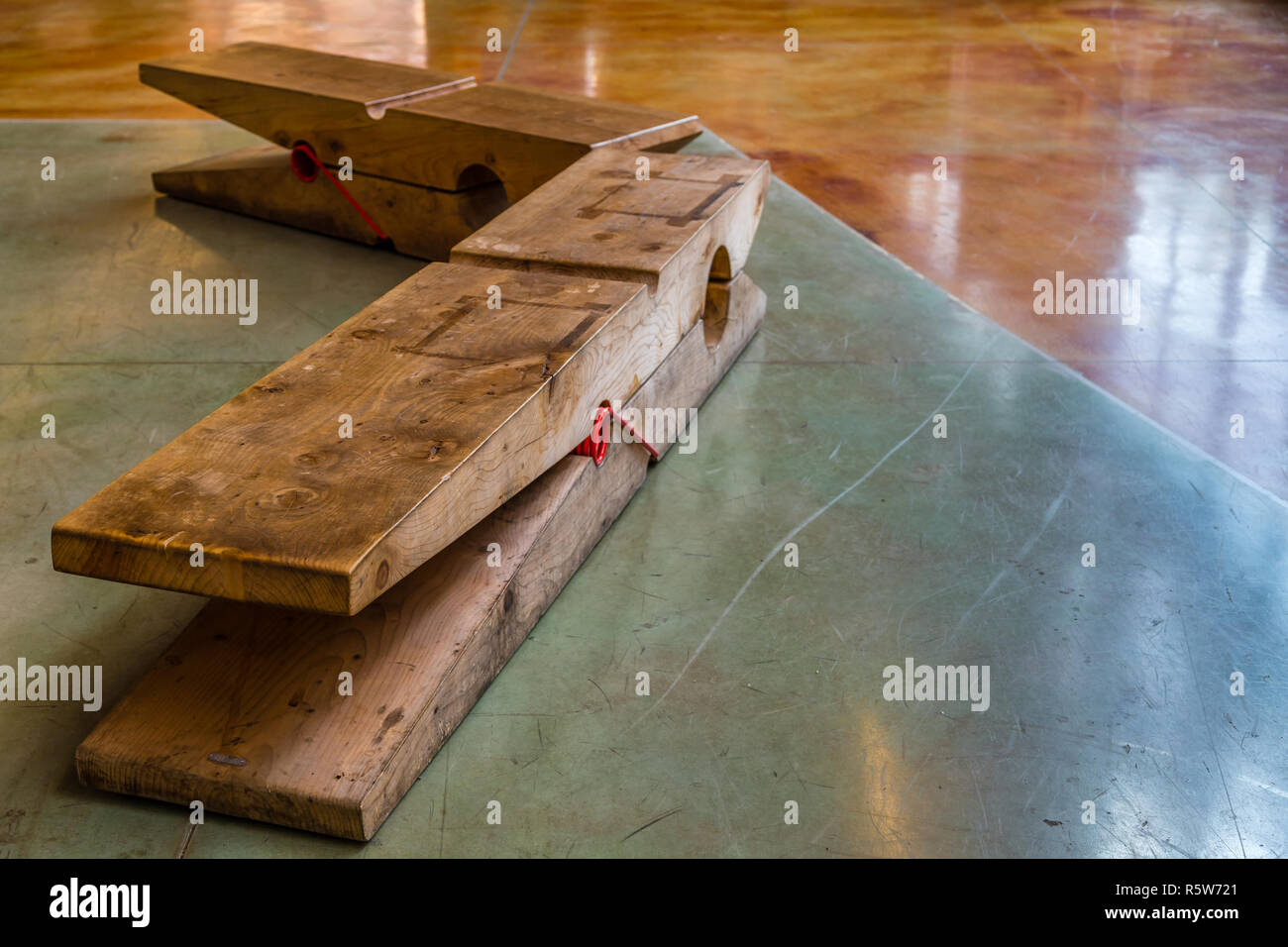 Giant wood Clothespins as benches Stock Photo - Alamy