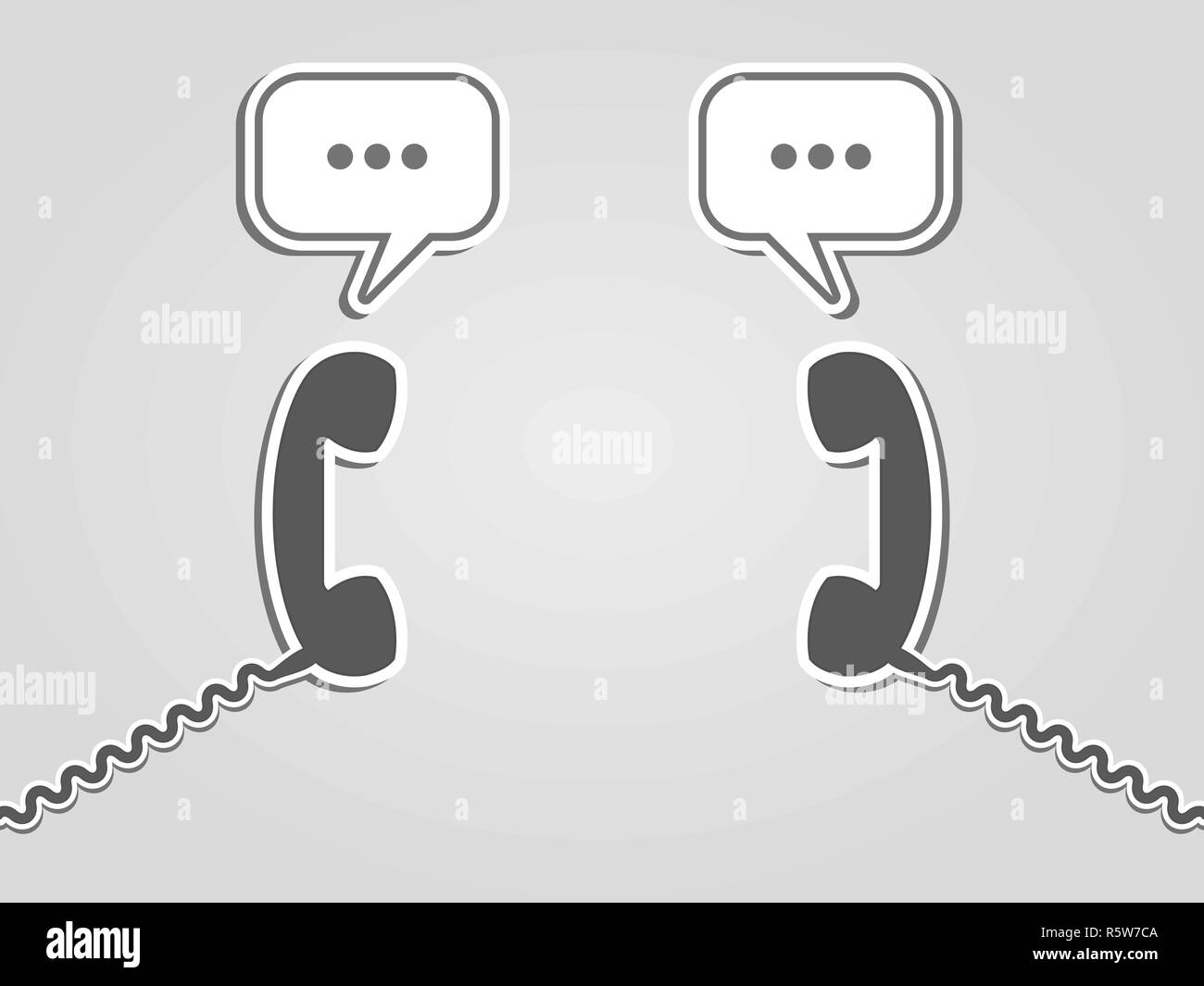Two retro phone receivers with speech bubbles. Communication concept ...