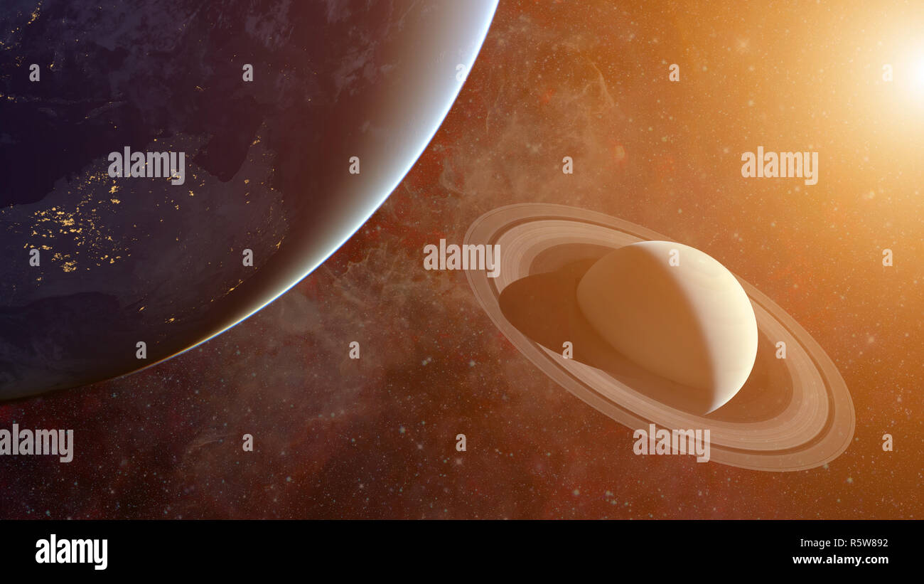 Solar System - Saturn. Science background Stock Photo - Alamy