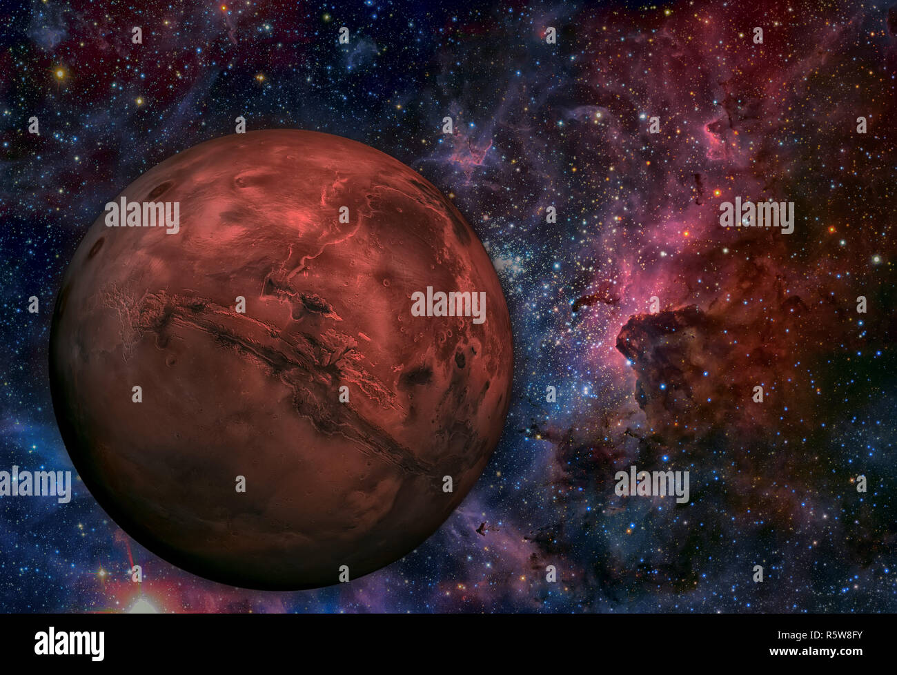 Solar System - Mars. It is the fourth planet from the Sun Stock Photo ...
