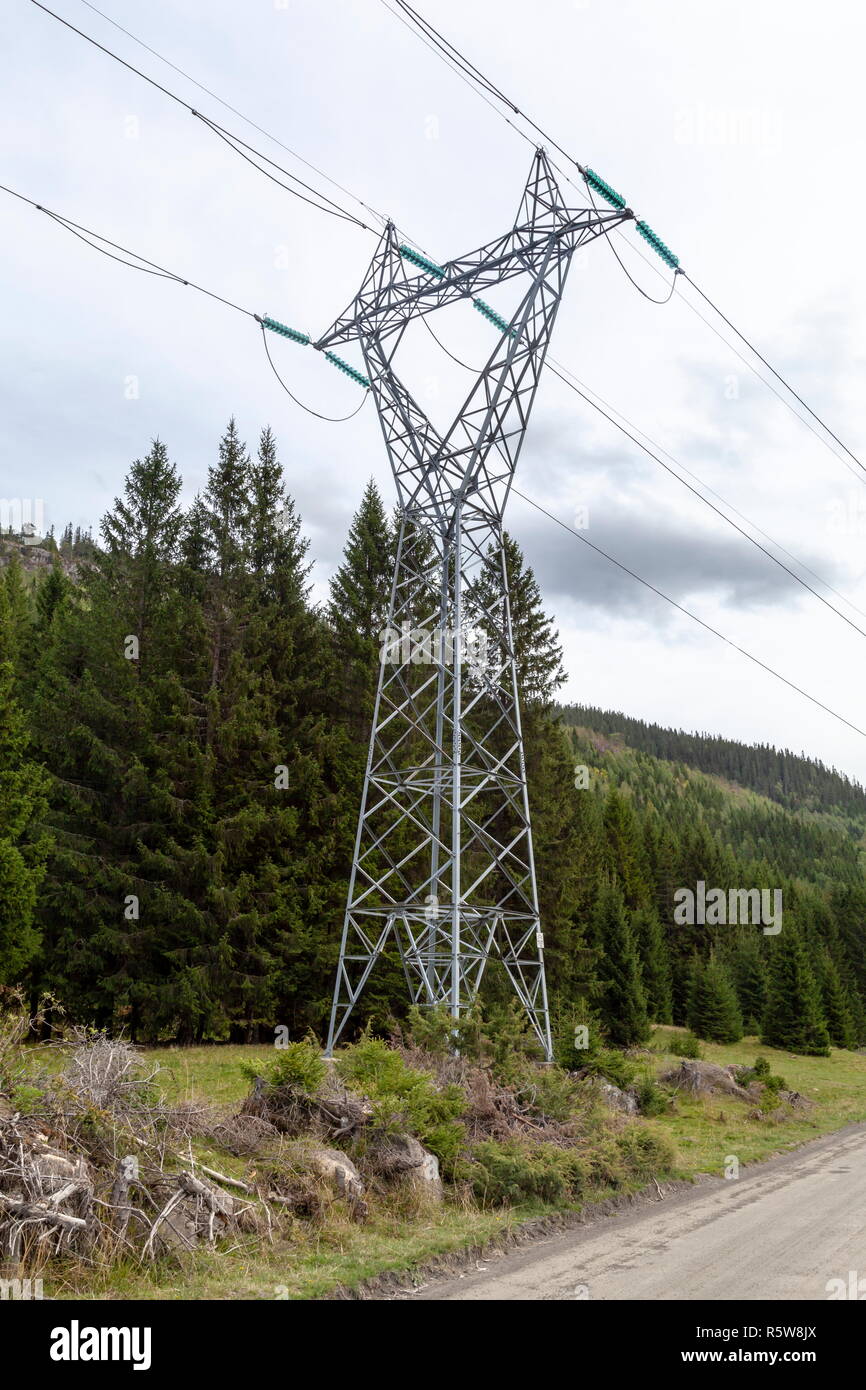 An electricity transmission Pylon is seen running through the Norwegian ...
