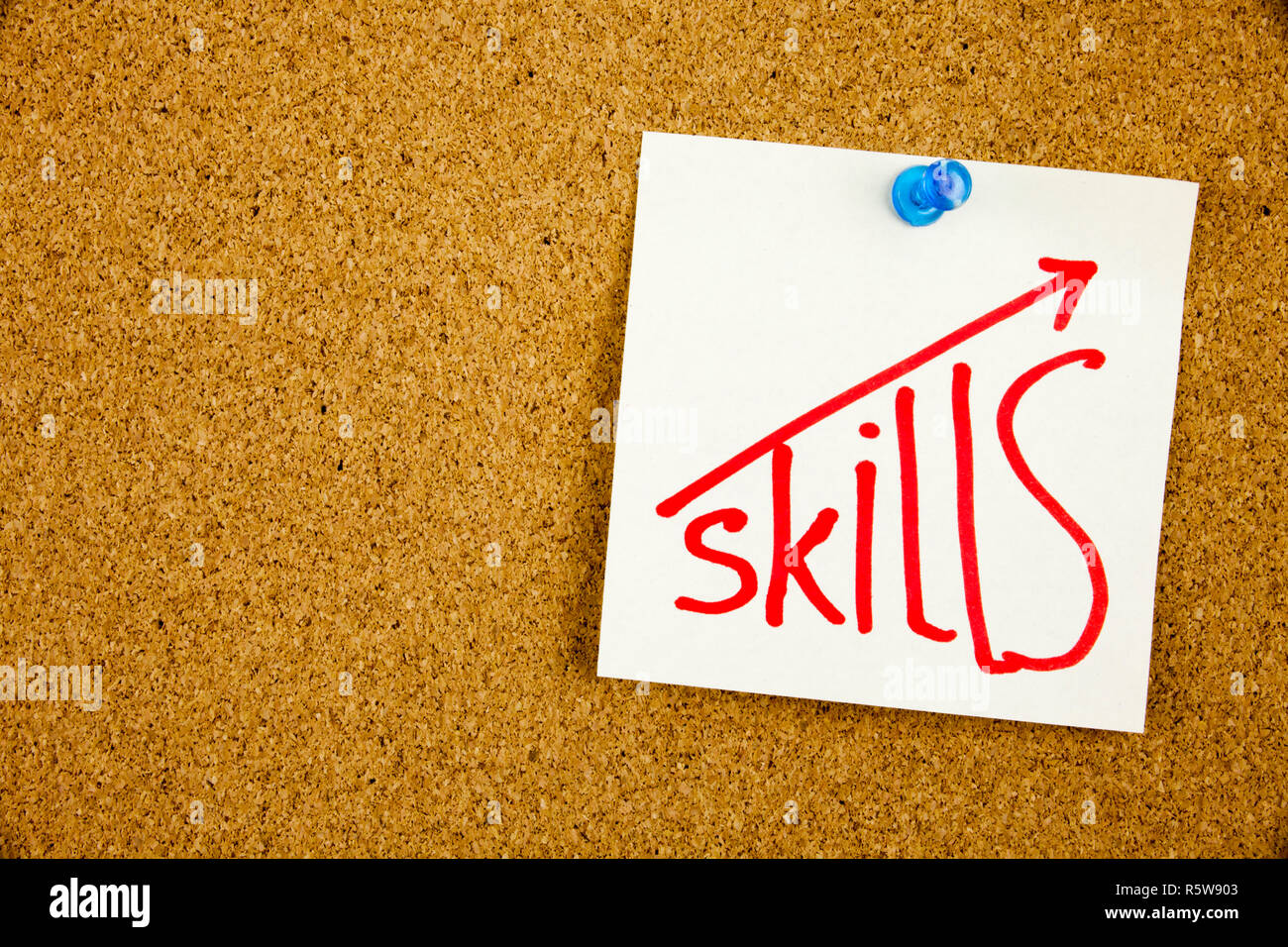 Skills written on sticky note pinned on pinboard Improve Your skills ...