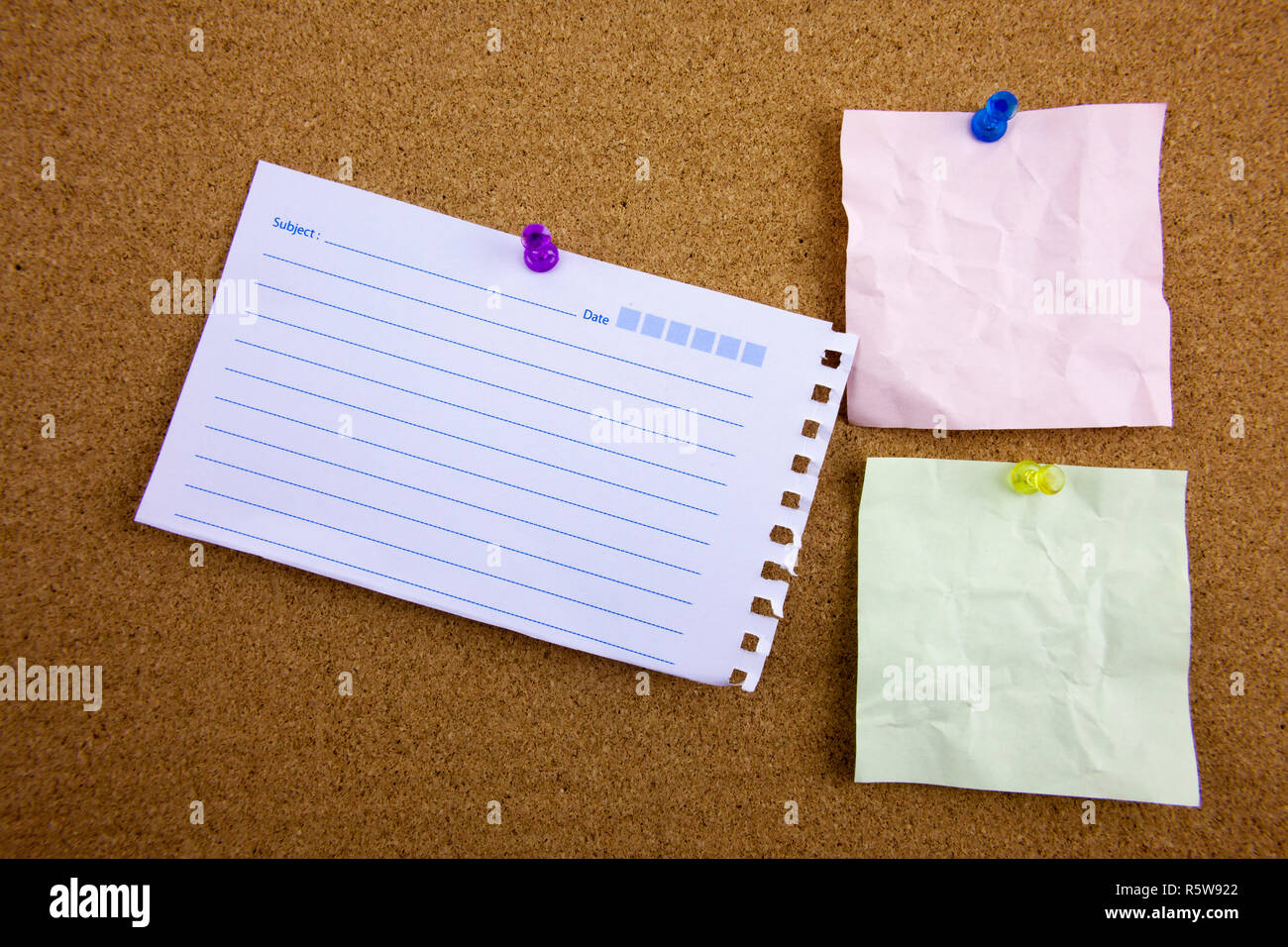 Three yellow sticky note reminders on a white background Stock Photo ...