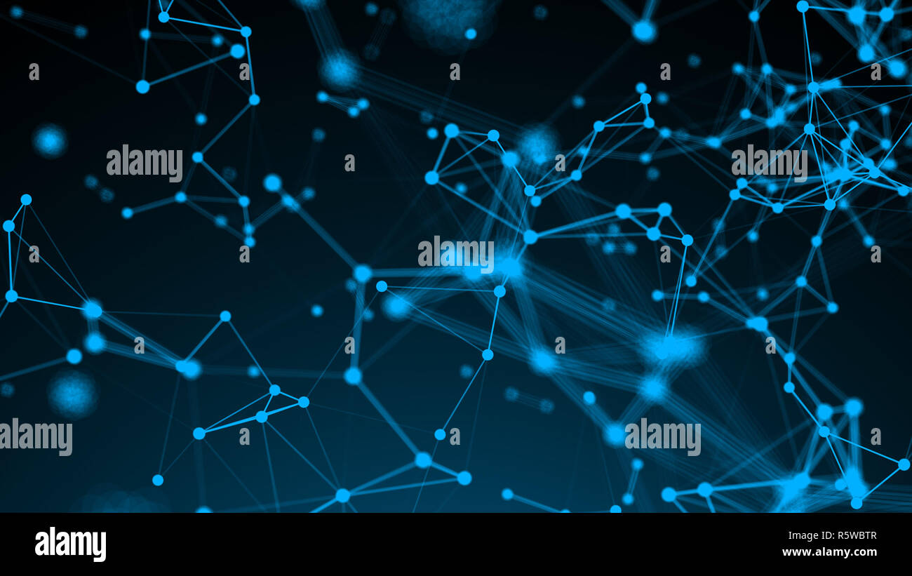 Abstract connection dots. Technology background. Digital drawing blue ...