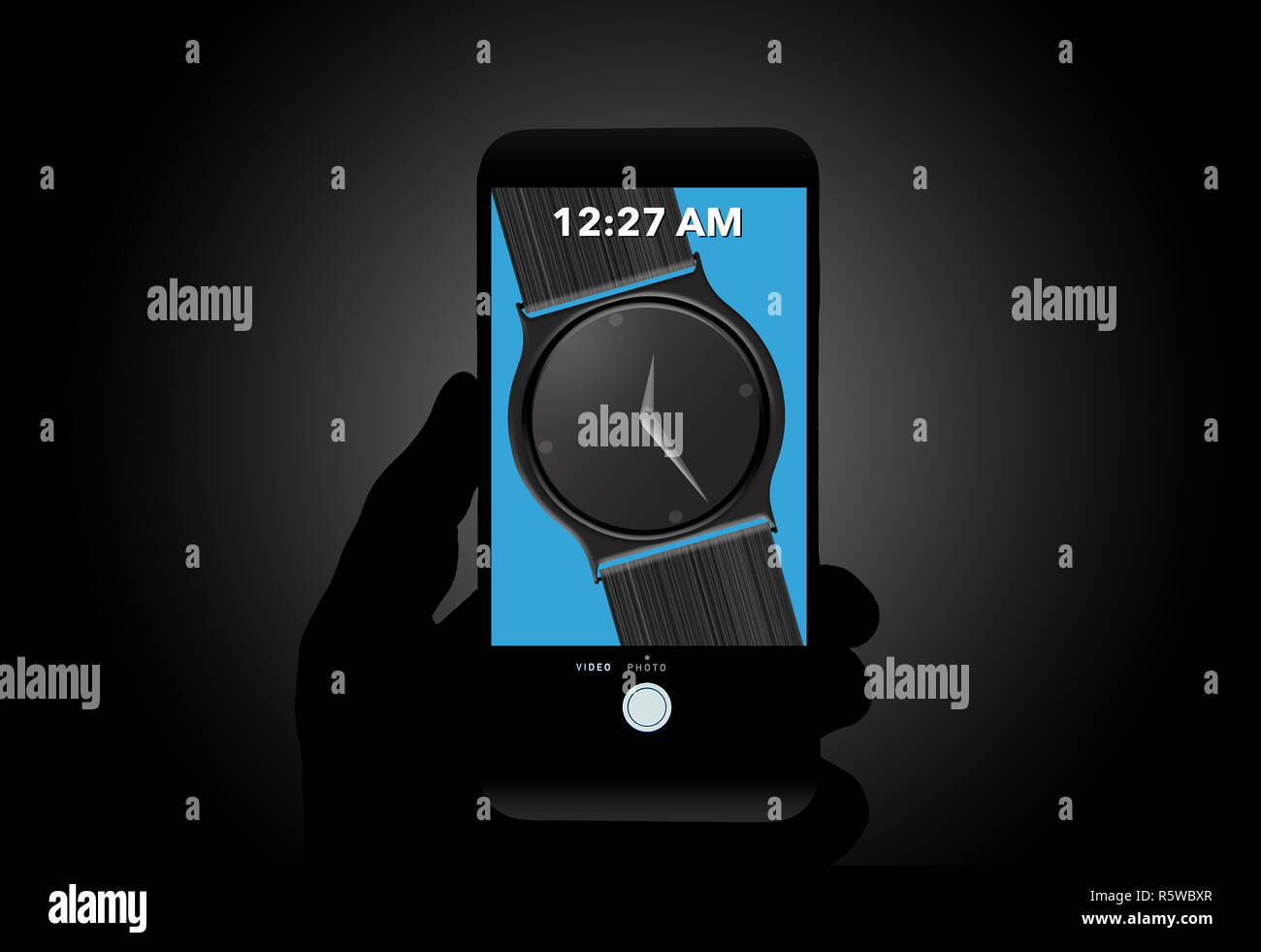 Watch vs. Cell phone is the theme of this illustration of a wristwatch ...