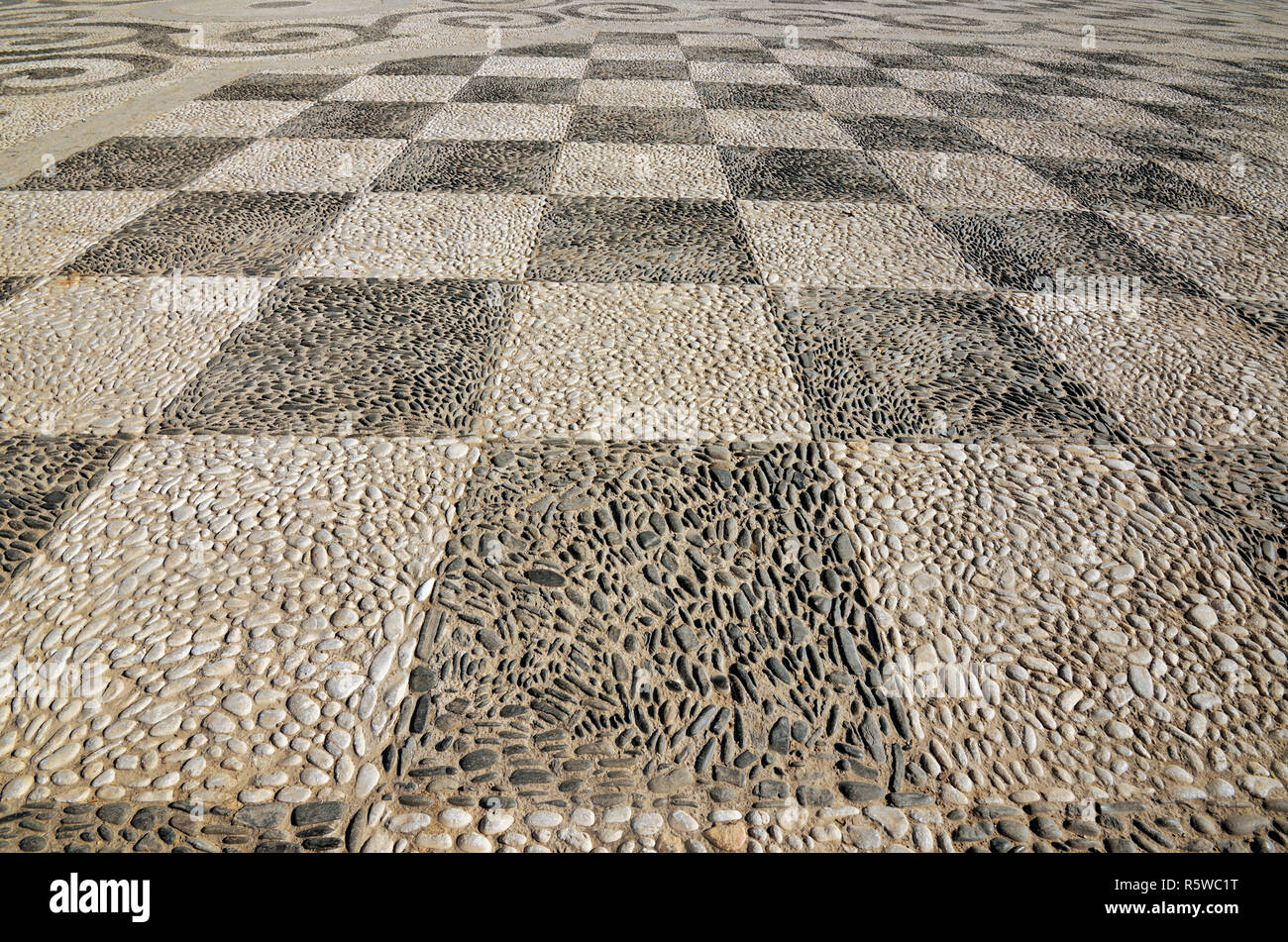 Pattern on the floor with stone floor tile in Plaza de Espana Stock ...