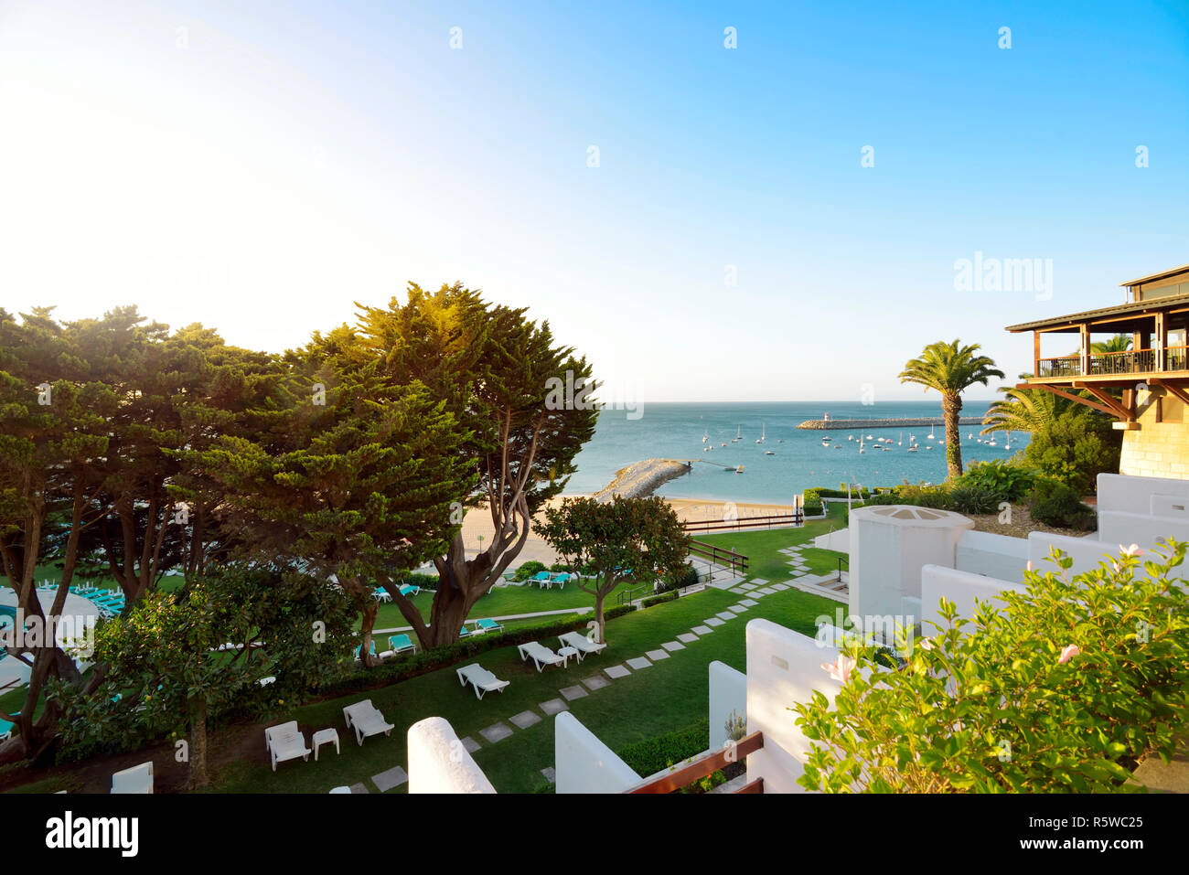 Beautiful sunshine view on the beach in sesimbra from hotel Stock Photo ...