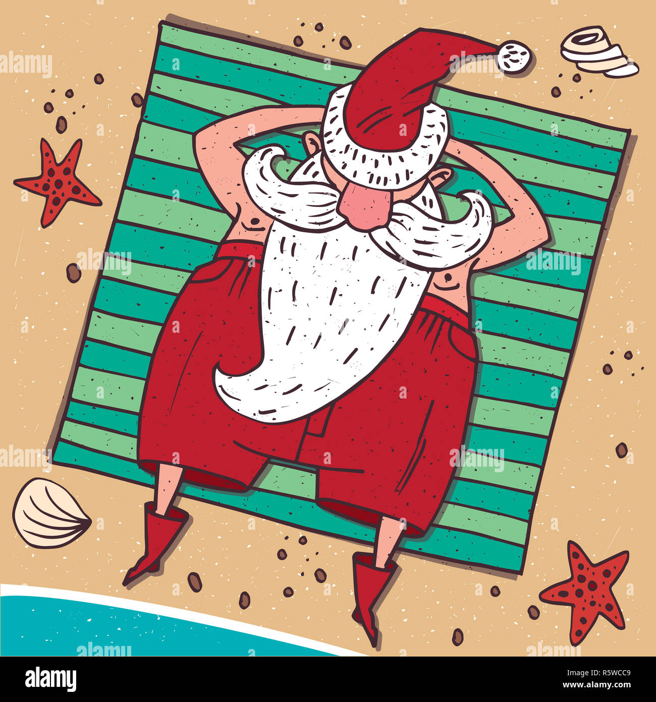 View from above on Santa Claus on the beach Stock Photo - Alamy