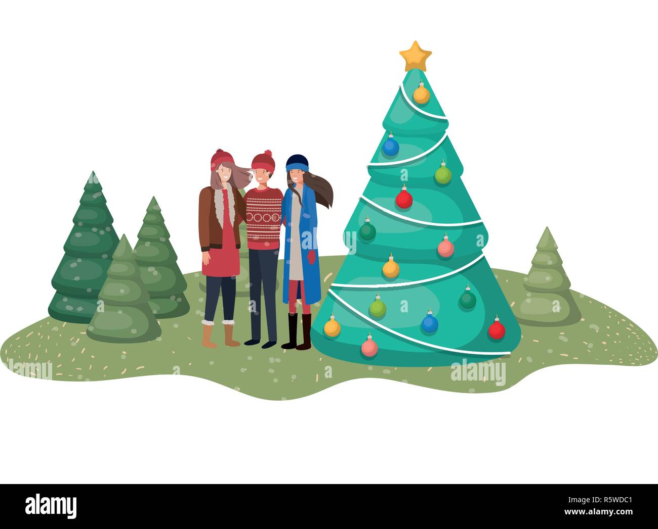 Group friends in christmas Stock Vector Images - Alamy