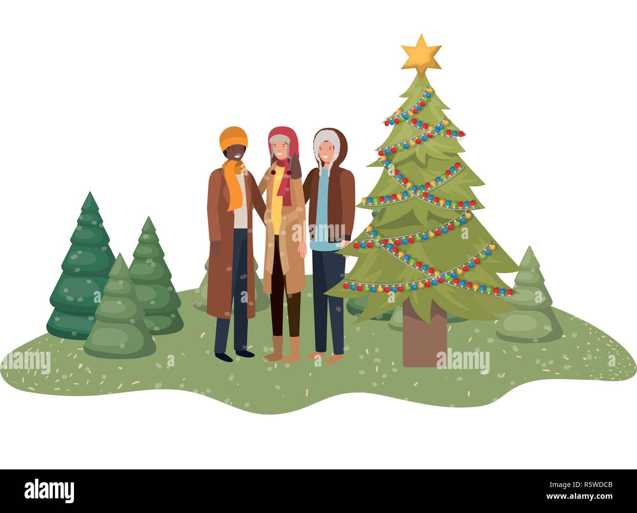 Landscape group pine trees Cut Out Stock Images & Pictures - Alamy