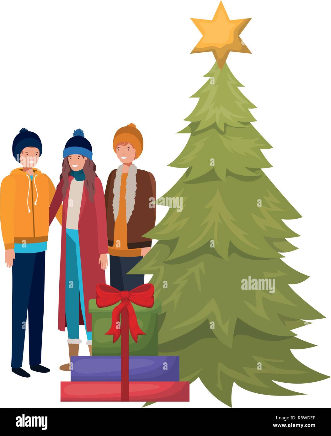Group people christmas tree Stock Vector Images - Alamy